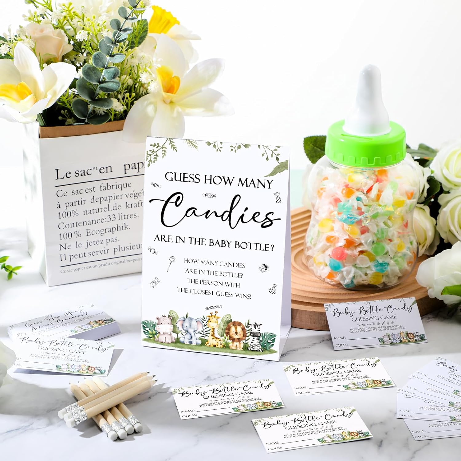 62 piezas de Baby Shower Games Guess How Many Candies Are in the Jar ...