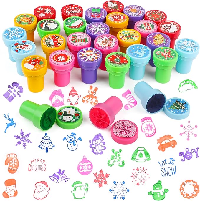 Amazon.com: CCINEE 30PCS Christmas Stamps Bright Colored Plastic Xmas ...