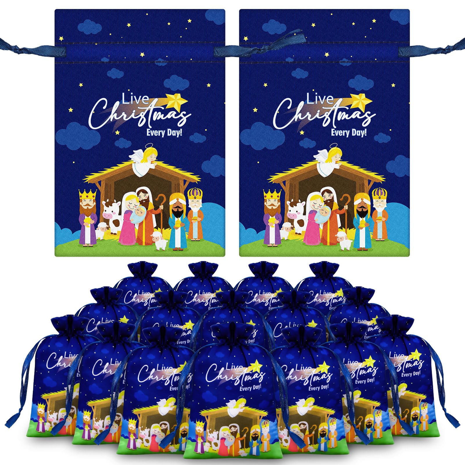 Amazon.com: Blosssound 16 Pcs Christmas Religious Gift Bags Nativity ...