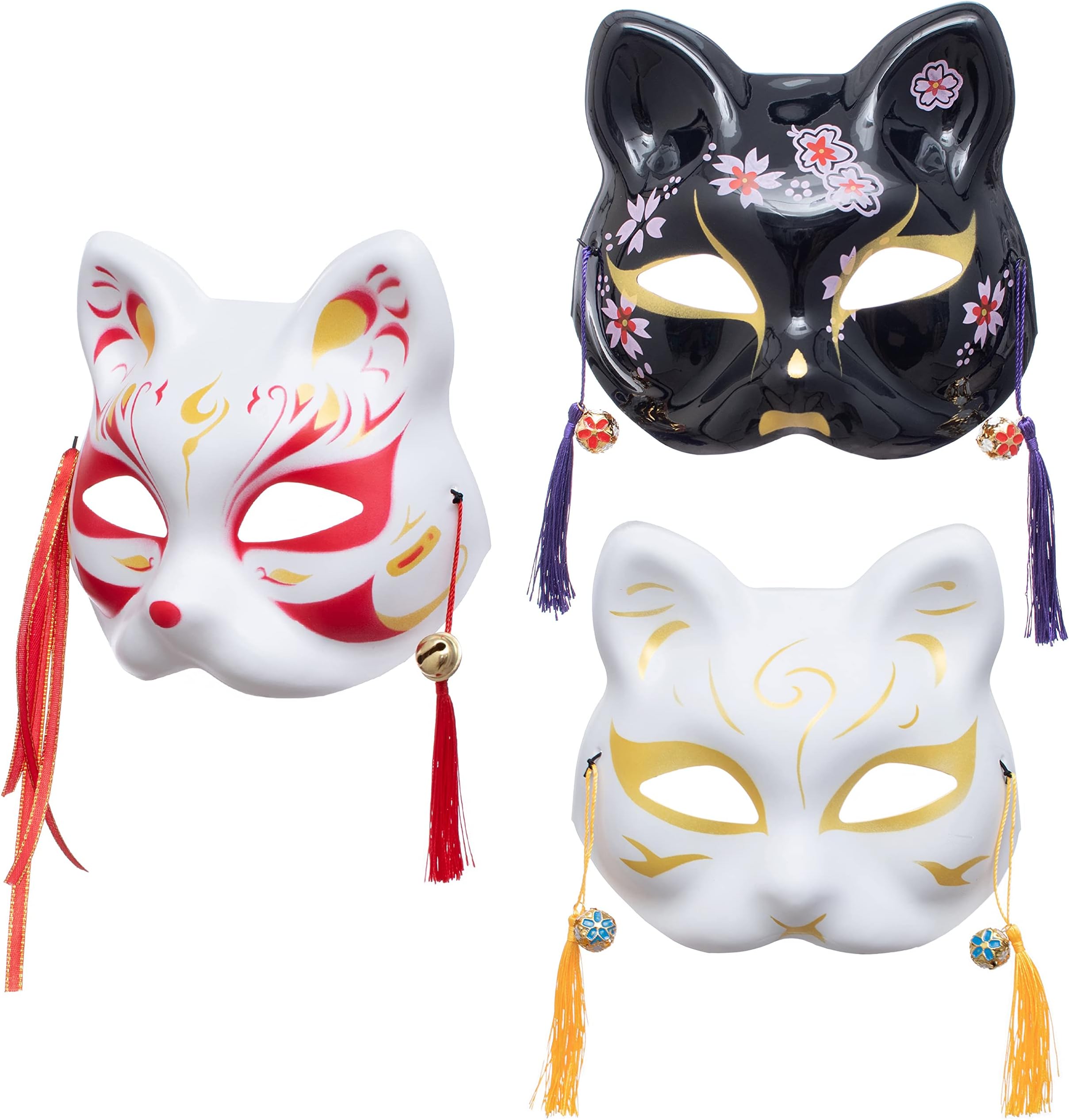 Amazon.com: PRETYZOOM Japanese Kabuki Kitsune Masks for Men Women ...
