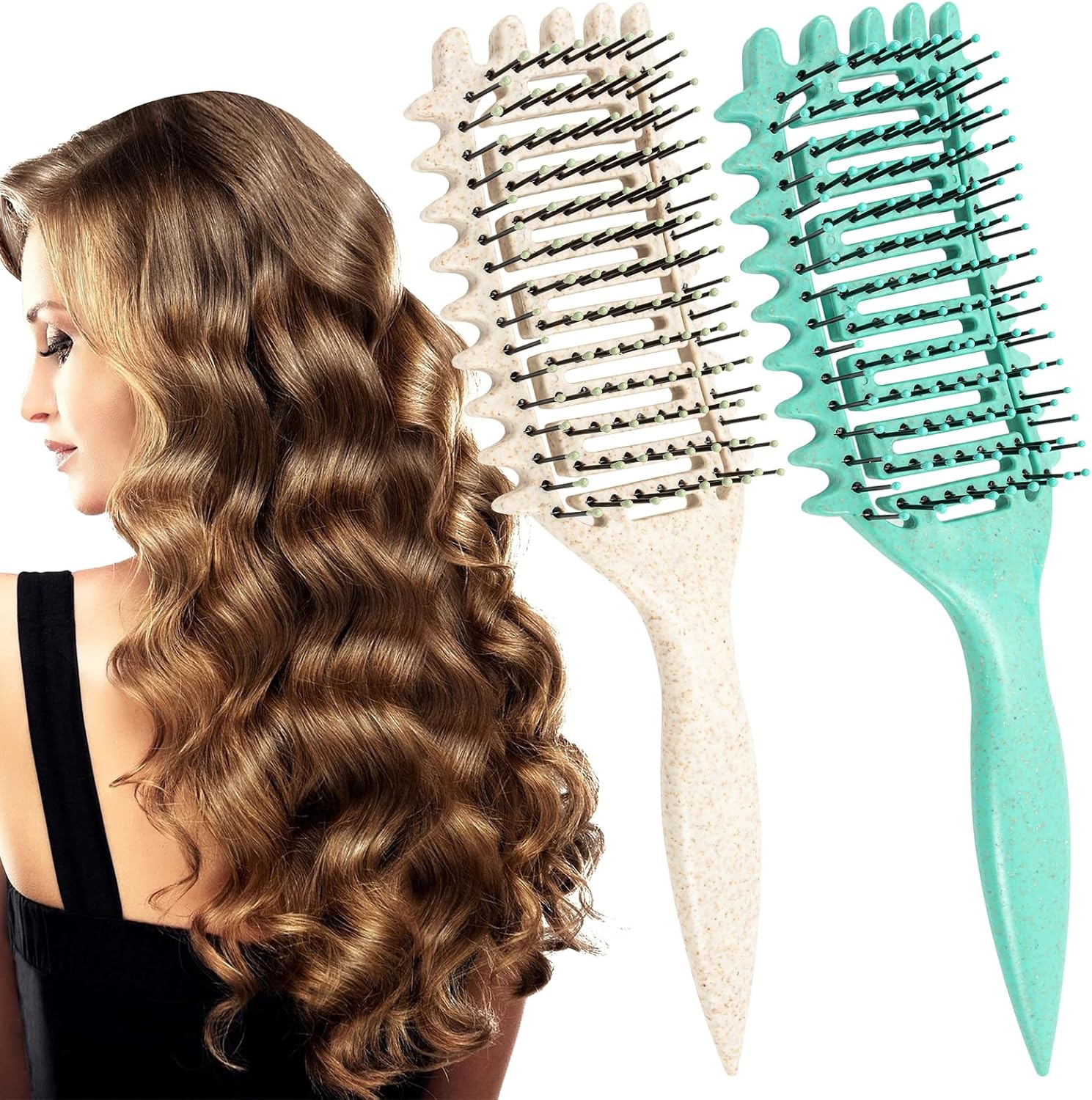 Vinuwu 2Pcs Curly Hair Brush, Detangle Smoothing Hair Brush, Curl ...