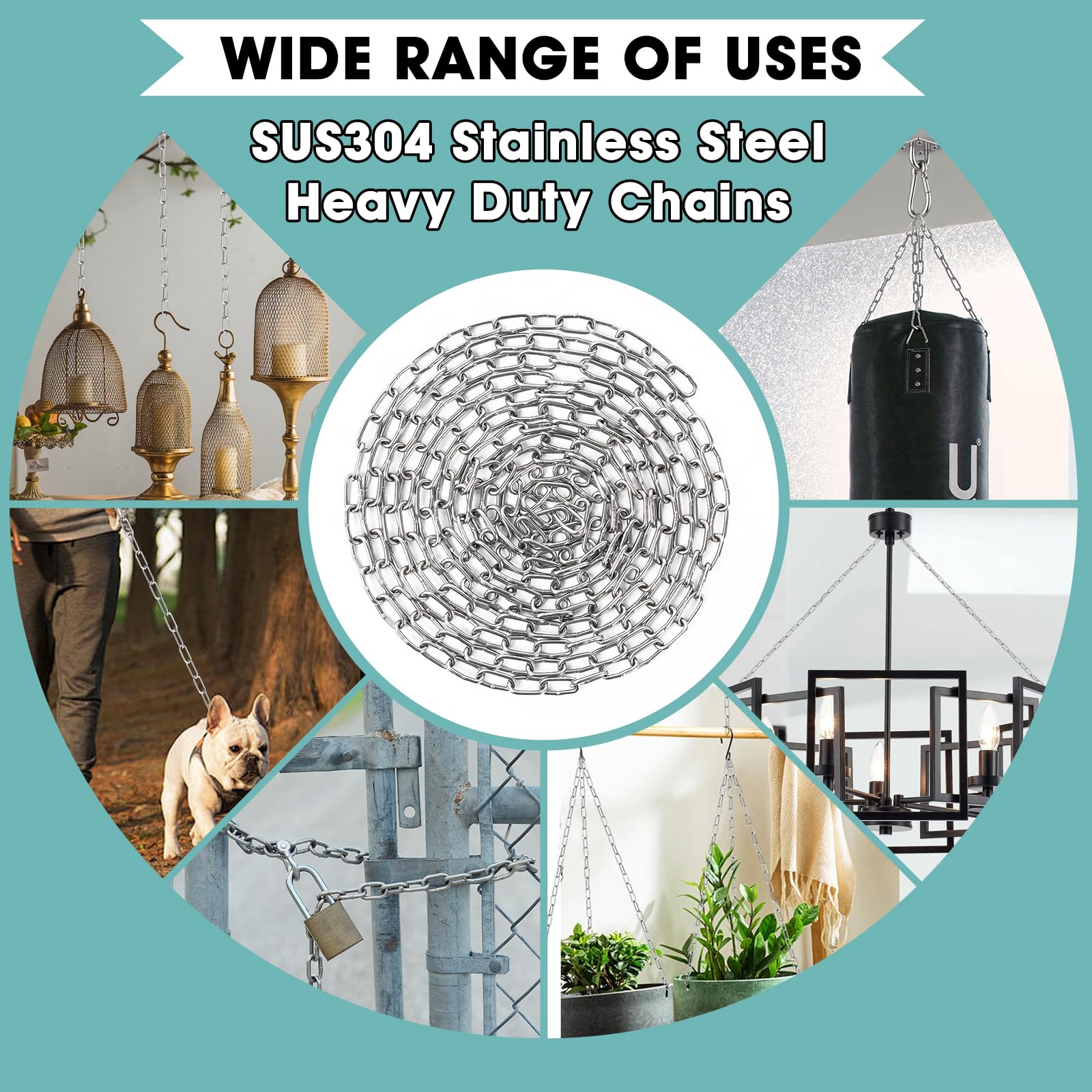 Snapklik.com : 9.8 Feet SUS304 Stainless Steel Chain, Hanging Chain ...