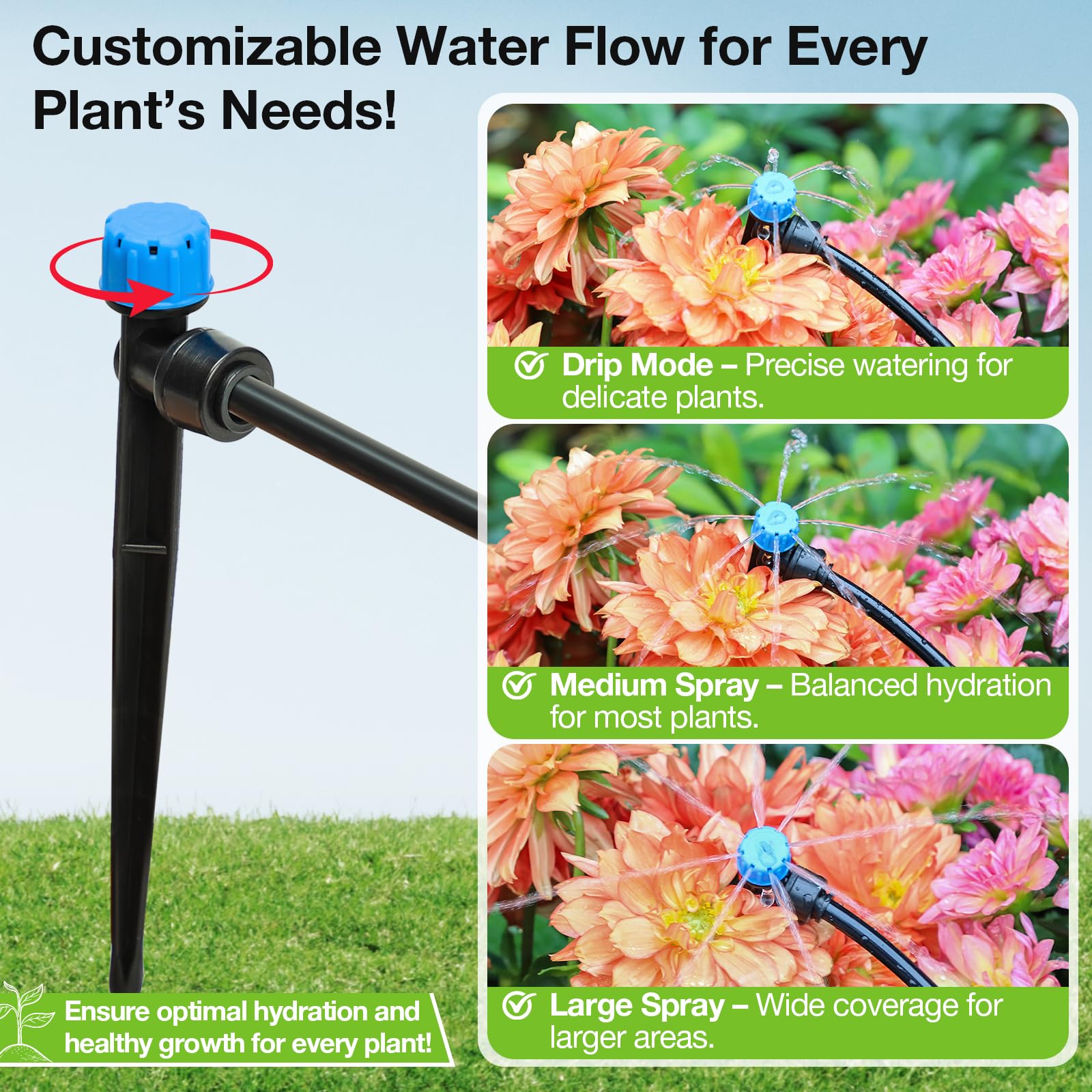 Snapklik.com : MIXC Quick Connector Drip Emitters For 1/4" Tubing ...