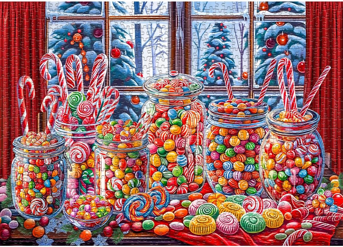 Puzzle de Noël pour adultes de 1 000 pièces, puzzle de bonbons d'hiver ...