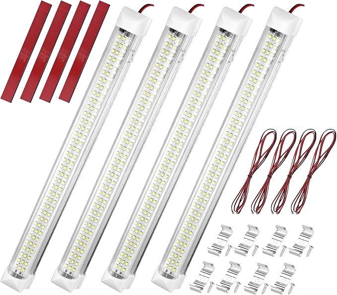 12V-80V Interior LED Light Bar, 4 Pack 108 LED Universal Strip Light ...