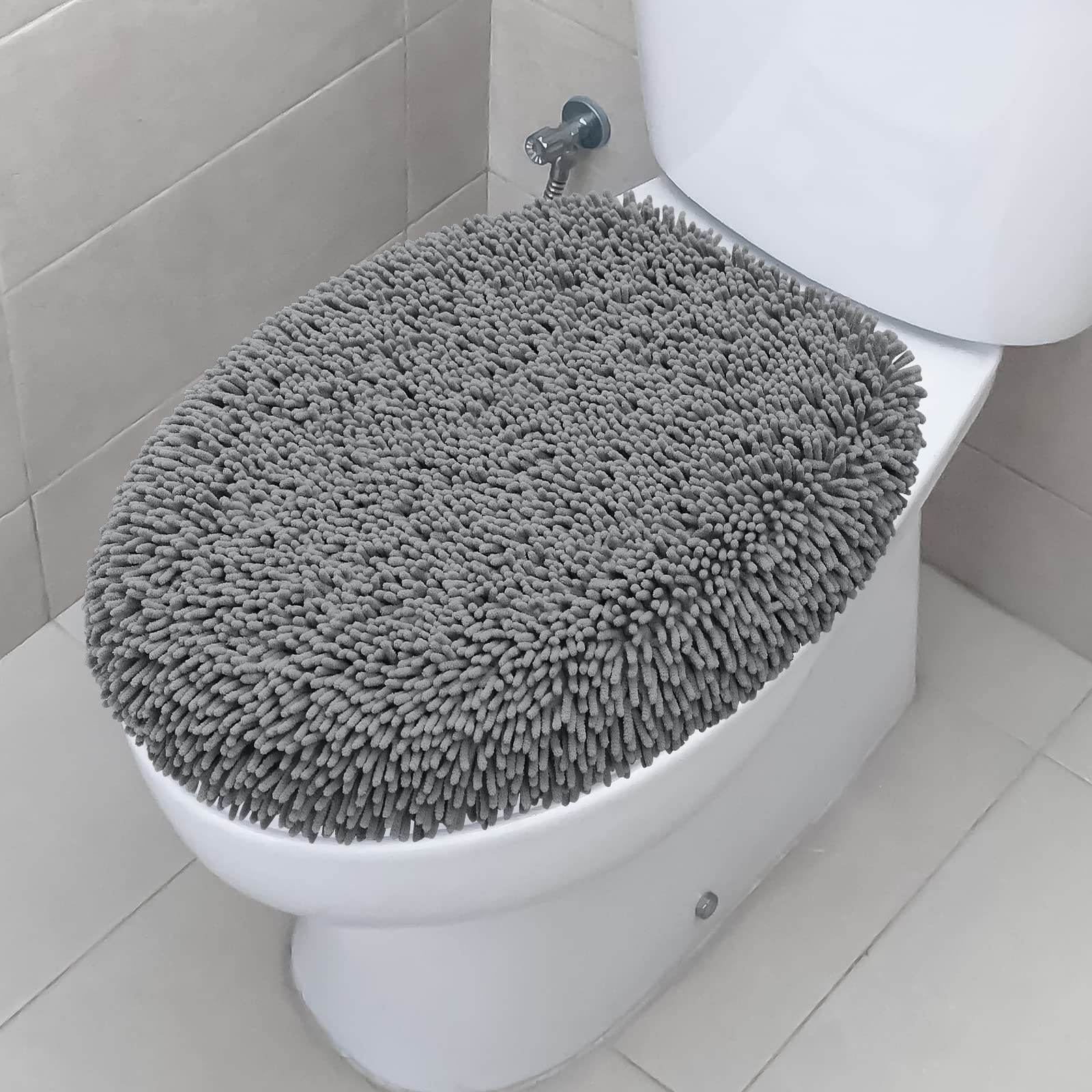 Amazon.com: TREETONE Shaggy Chenille Bathroom Toilet Lid Cover, Ultra ...