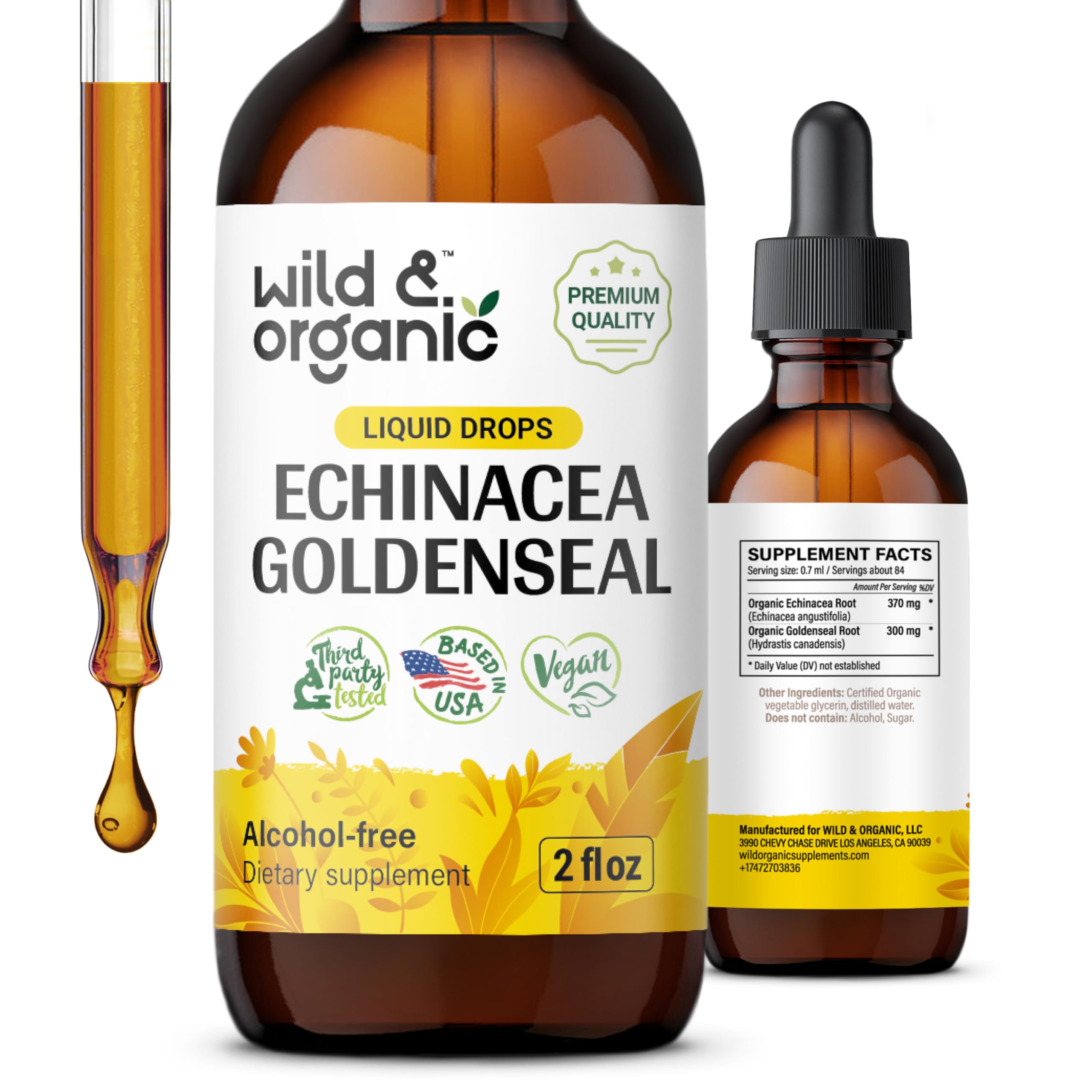Wild And Organic Echinacea Goldenseal Liquid Drops Immune Support ...