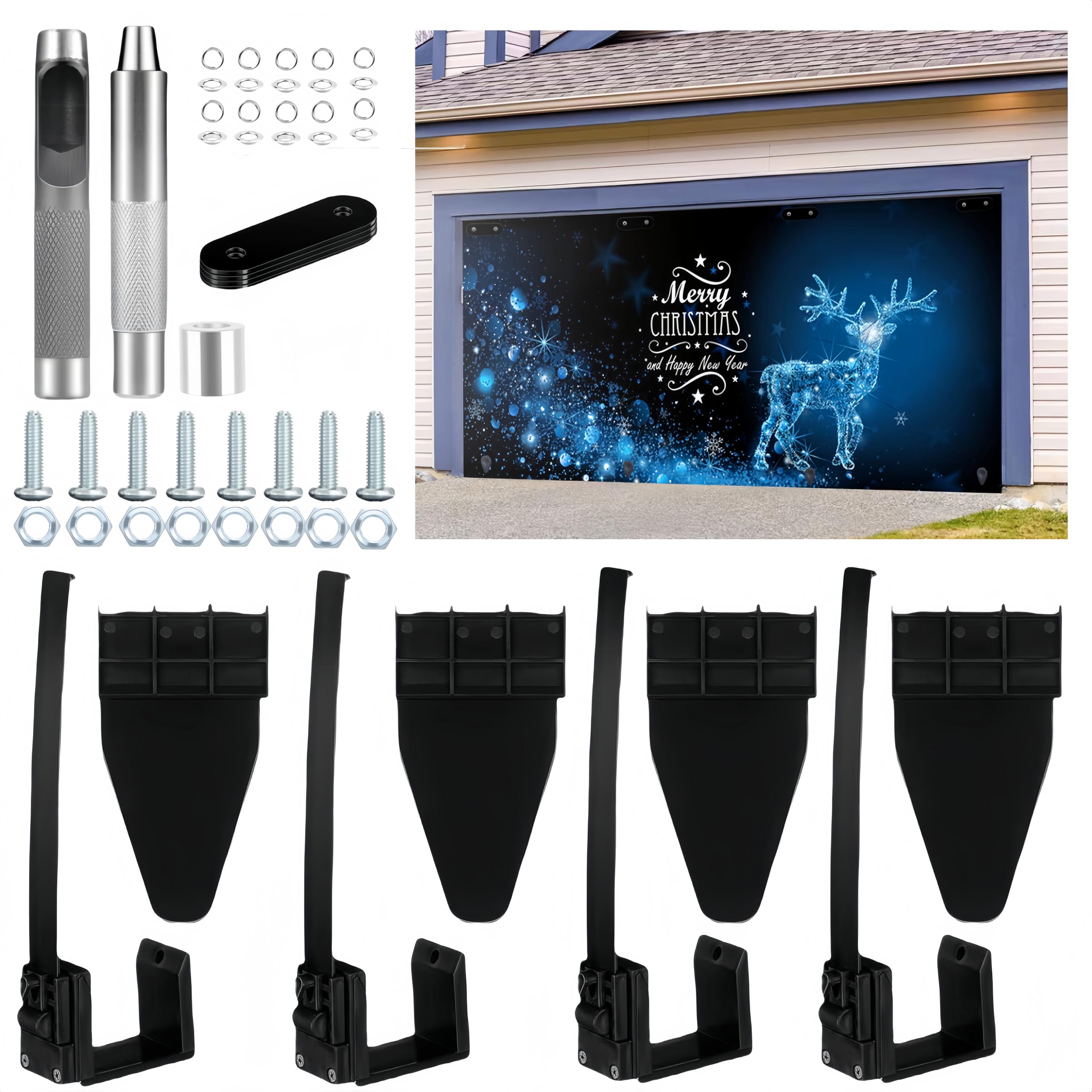 Amazon.com: JMIVHYE Christmas Garage Door Banner Clamps with Grommet ...