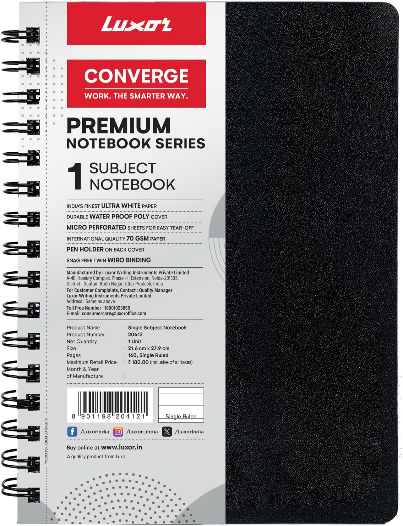 Luxor Single-Subject A4 Ruled Notebook - 160 Pages, 21.6 * 27.9 cm ...