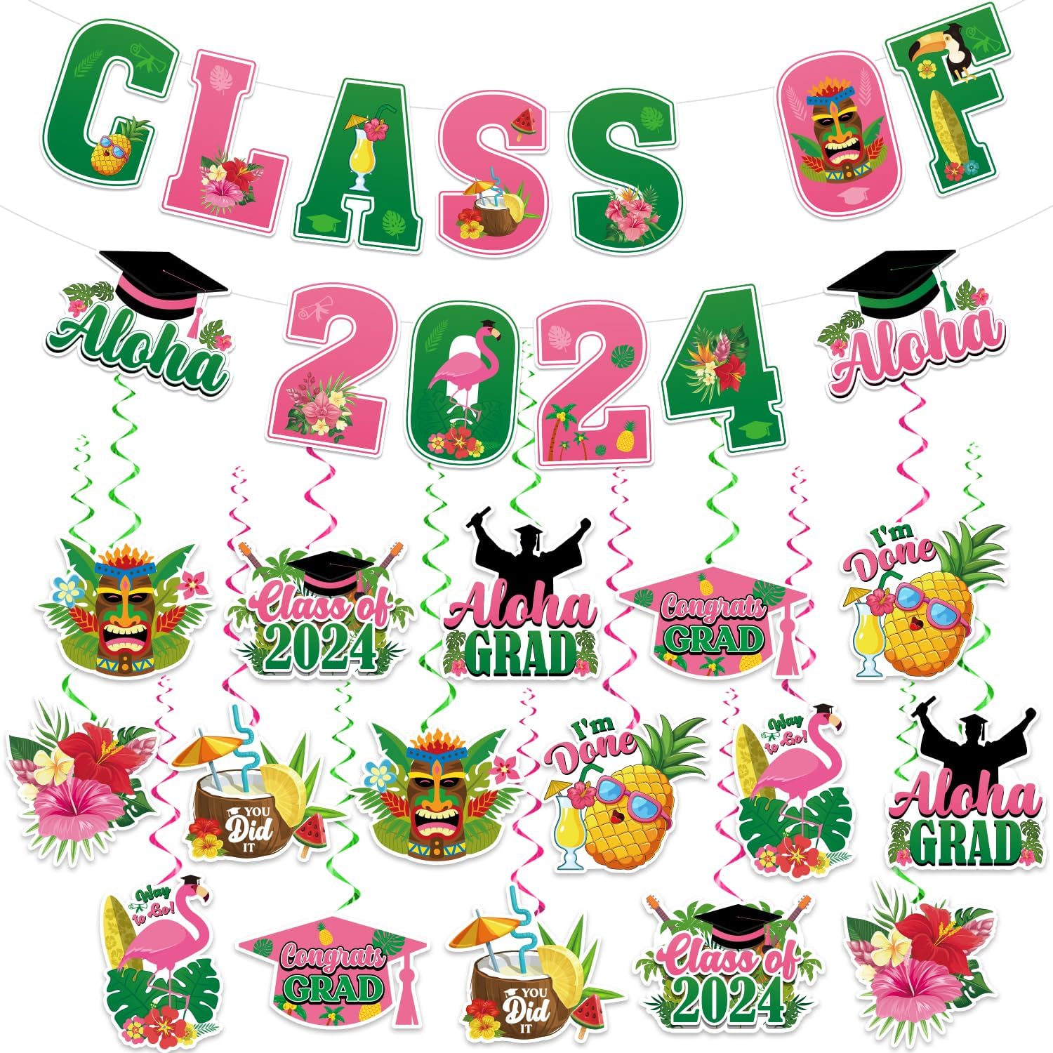 Amazon.com: Luau Graduation Party Decorations, NO-DIY Hawaiian ...