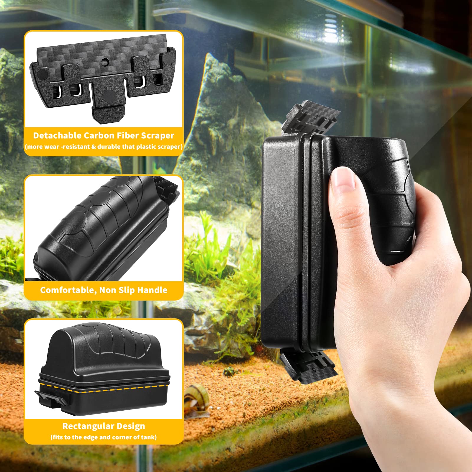 Aquarium Glass Scrubber Learay Magnetic Algae Scraper For Aquariums ...