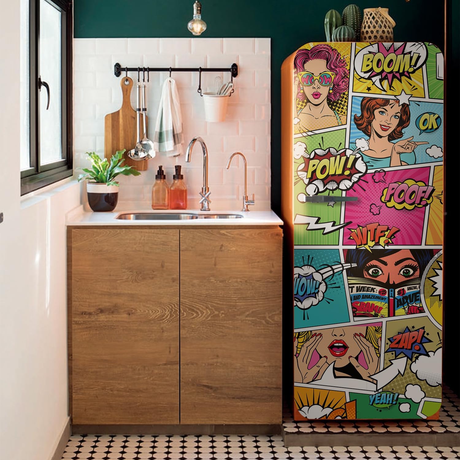 Amazon.com: LiveInUrban American Vintage Texture Vinyl Fridge Mural ...