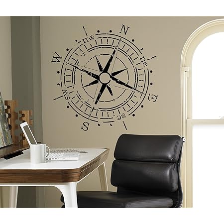 Amazon.com: Compass Wall Decal Vinyl Nautical Rose Bedroom Wall Decor ...