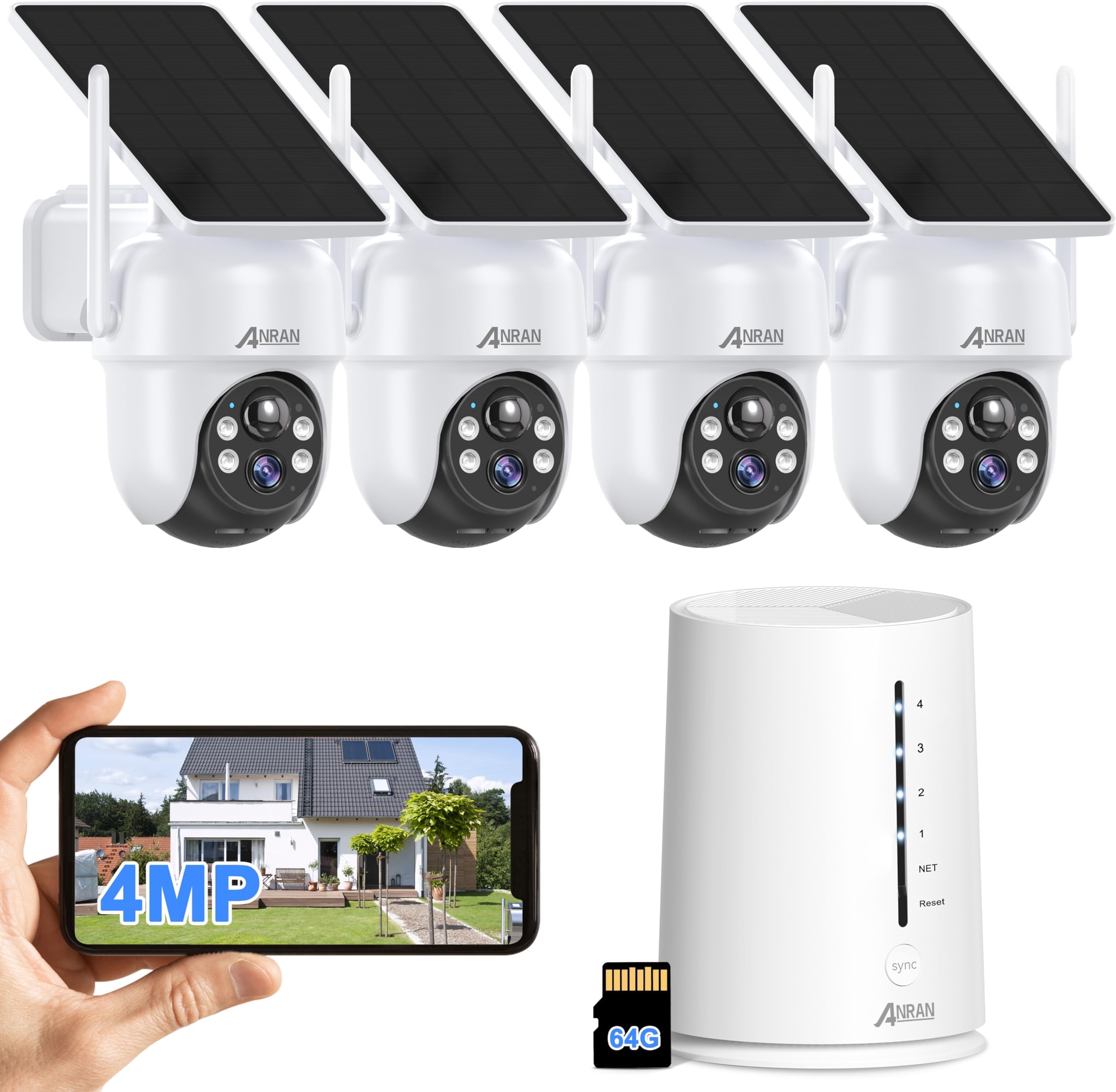 Amazon.com : ANRAN Solar Security Cameras Wireless Outdoor, 4MP FHD ...