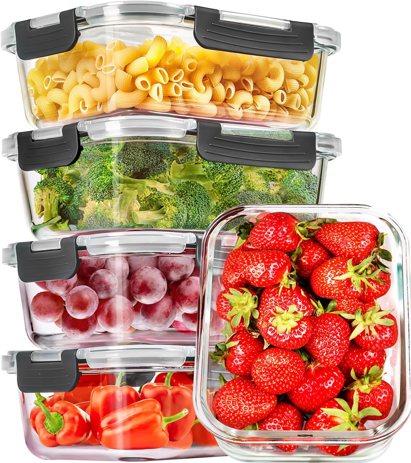 Amazon.com: C CREST [10-Pack Glass Food Storage Containers (A Set of ...