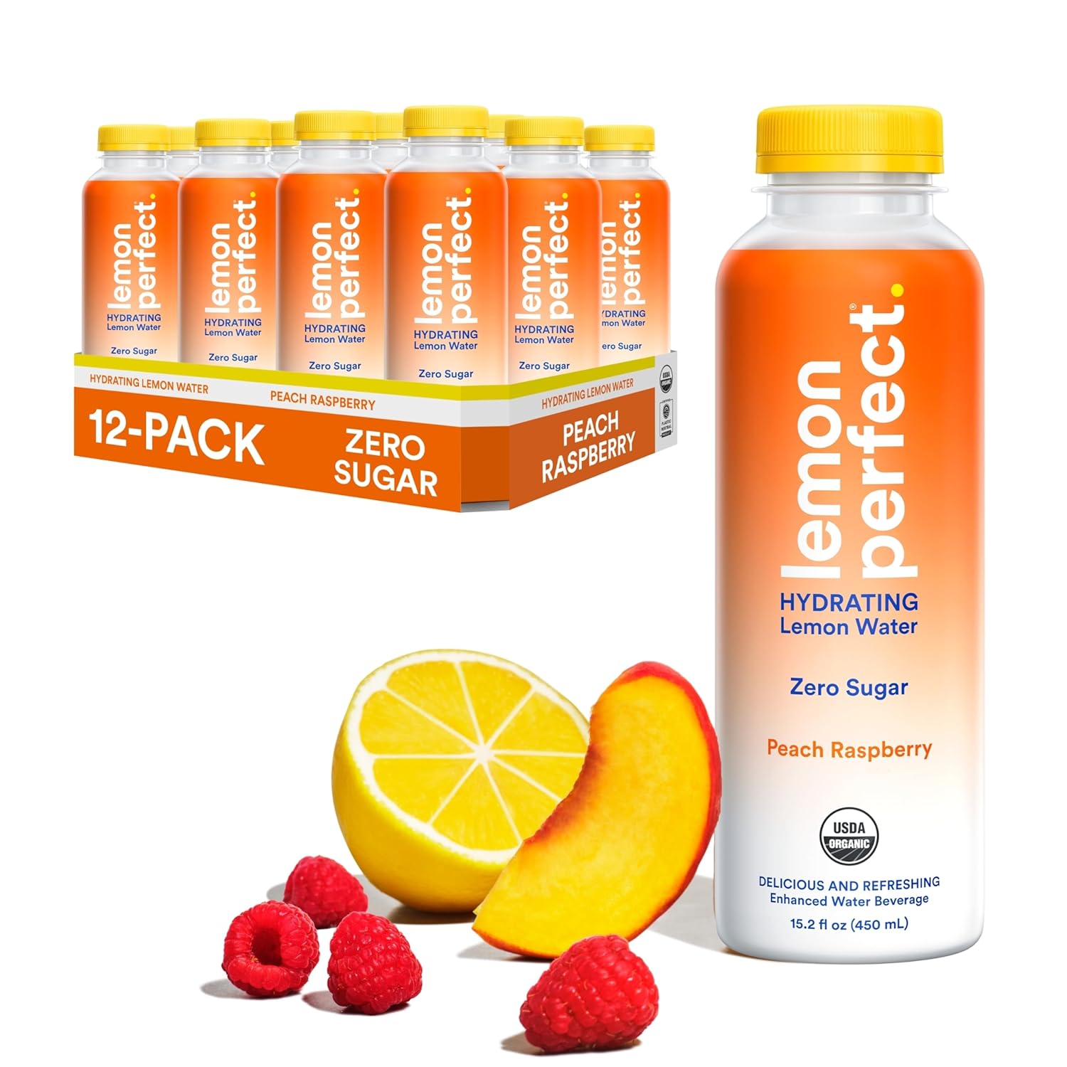 Amazon.com: Lemon Perfect Peach Raspberry, Hydrating Flavored Lemon ...