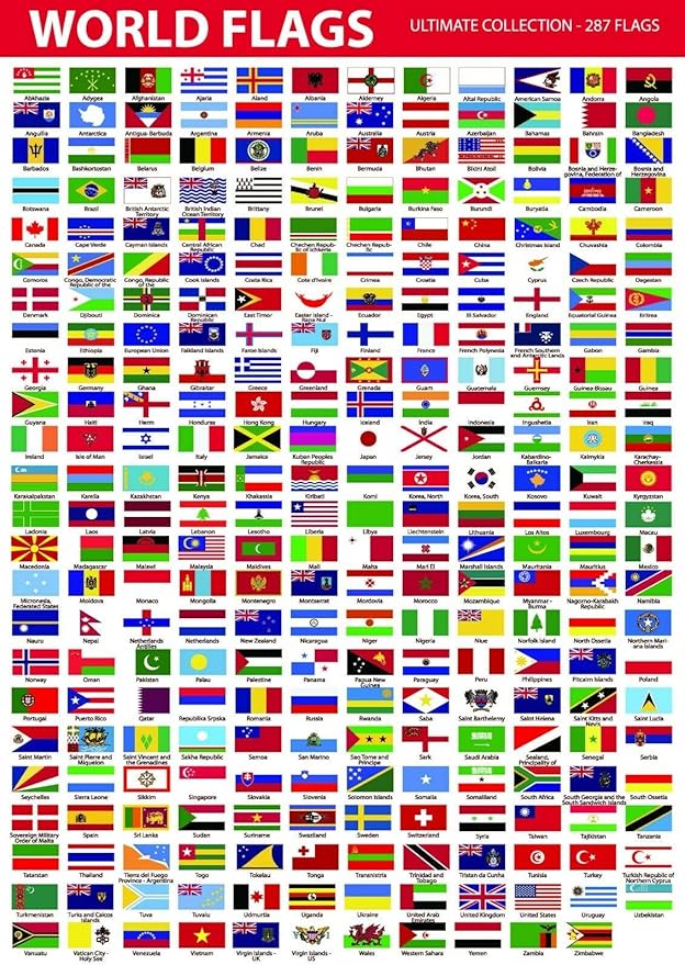 A3 Flags Of The World 287 Countries Educational Wall Chart Poster a3-flags-of-the-world-287-countries-educational-wall-chart-poster