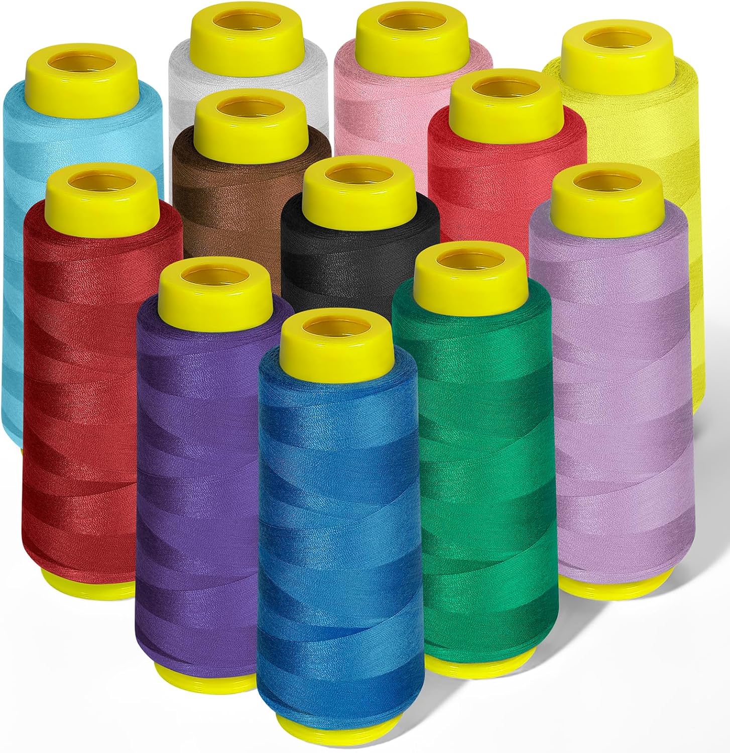 Amazon.com: Aesurme 12 Color Serger Thread Cones - 1800 Yards Each ...