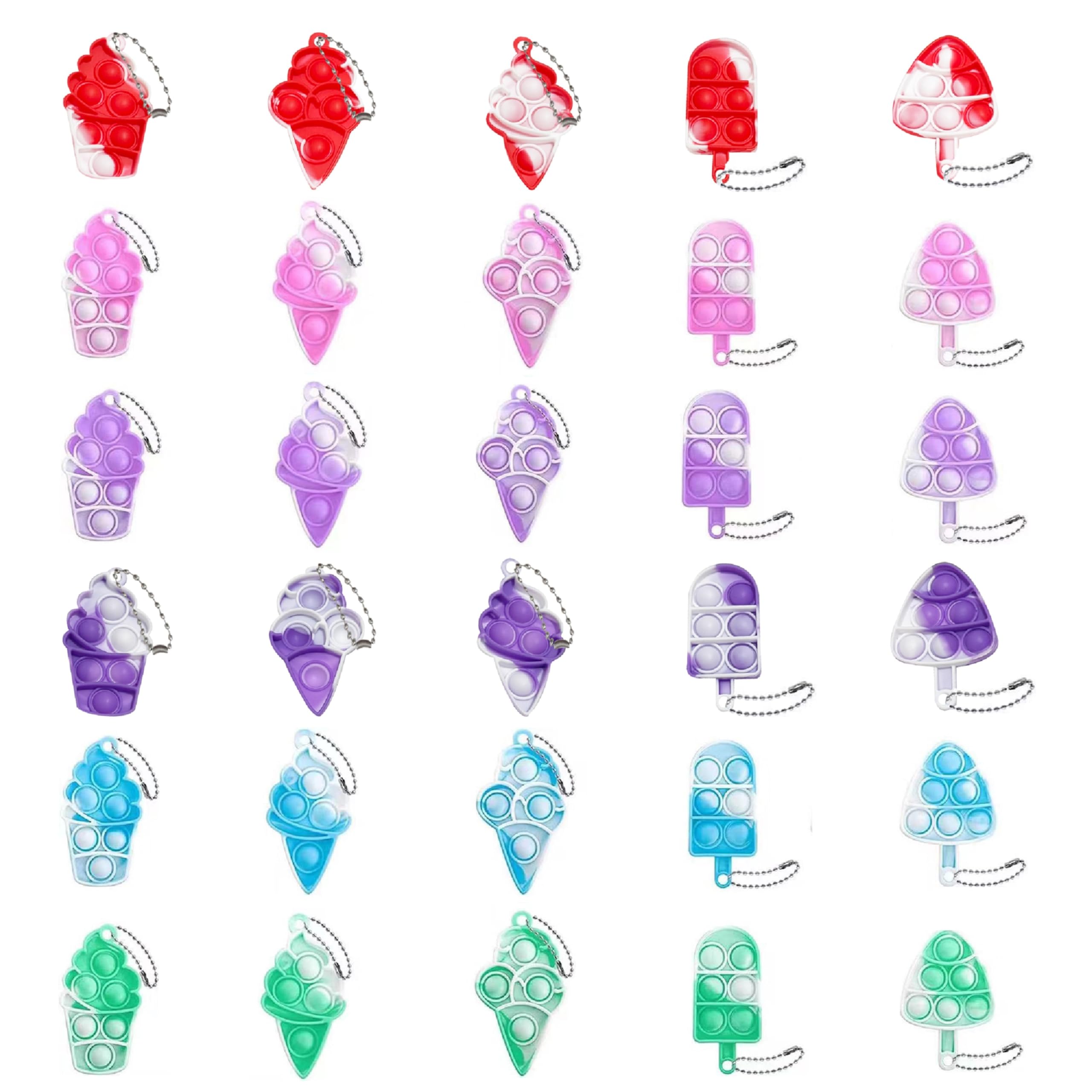 Amazon.com: Antyd 30 Pcs Mini Ice Cream Push pop Keychain Bubble ...