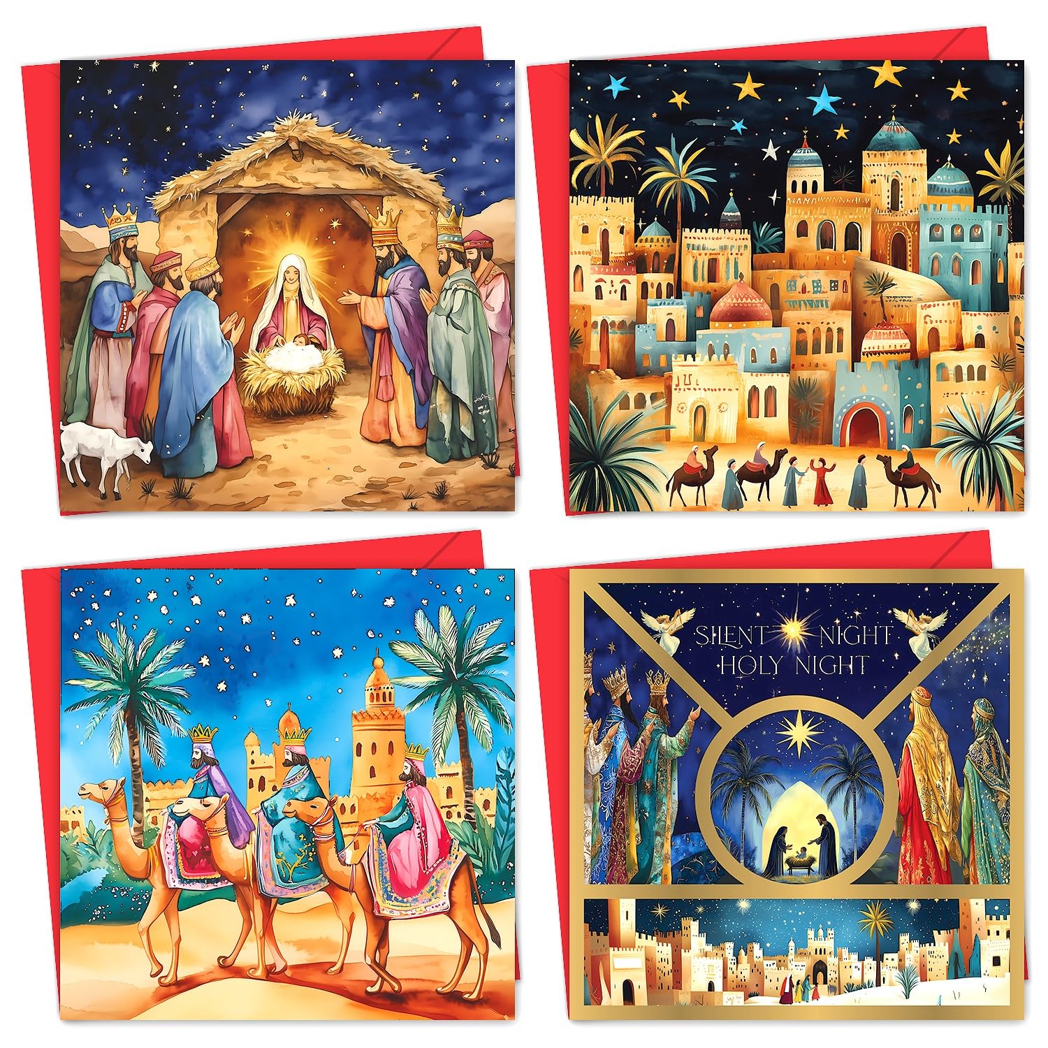 Pack of 16 Charity Christmas Cards 2024 with Envelopes - Religious ...