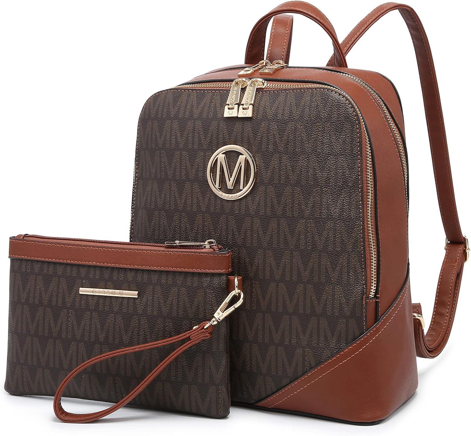 Amazon.com: MKP Women's Fashion Medium Backpack Purse Set - 2Pcs PU ...