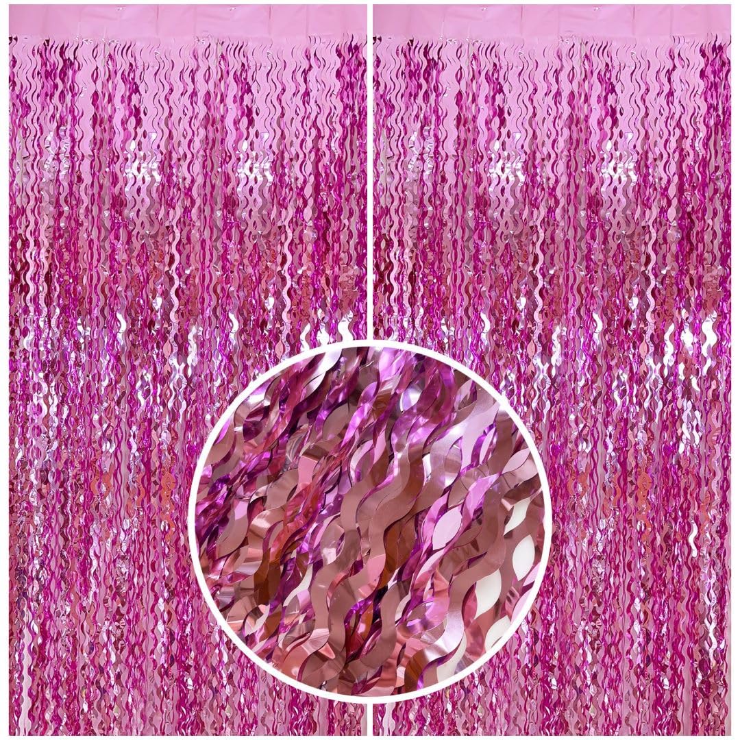 Amazon.com: Pink Fringe Backdrop Streamers Party Decorations, Pink Wall ...