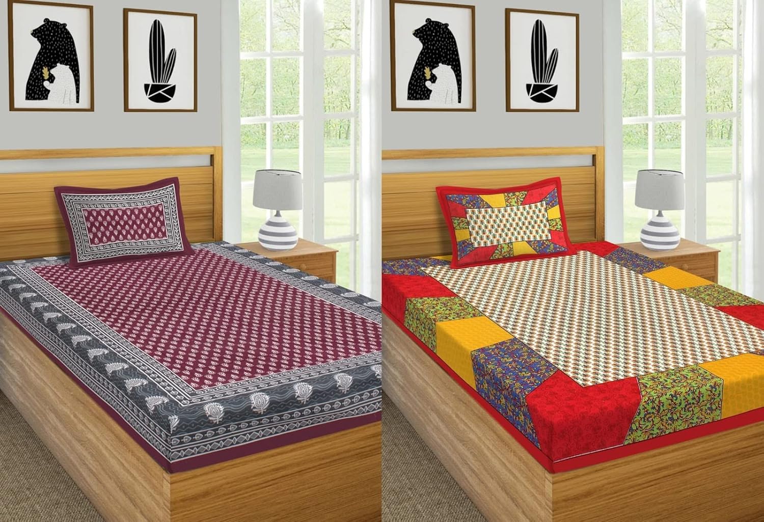 VNV Creation® Single Bed Cotton Fabric Rajasthani Jaipuri Printed ...