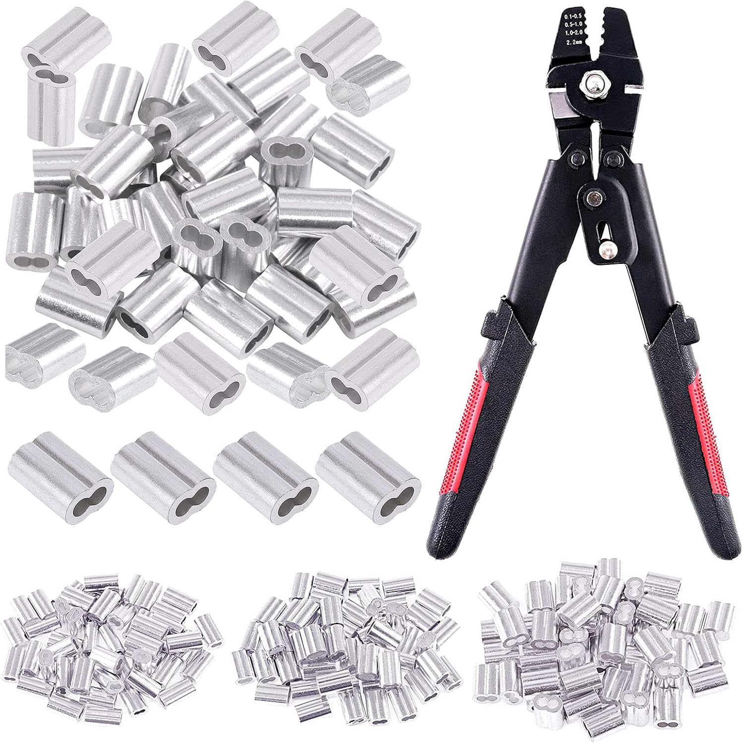 Swpeet Profession Up To 2.2mm Wire Rope Crimping Tool+50Pcs 15/64 ...