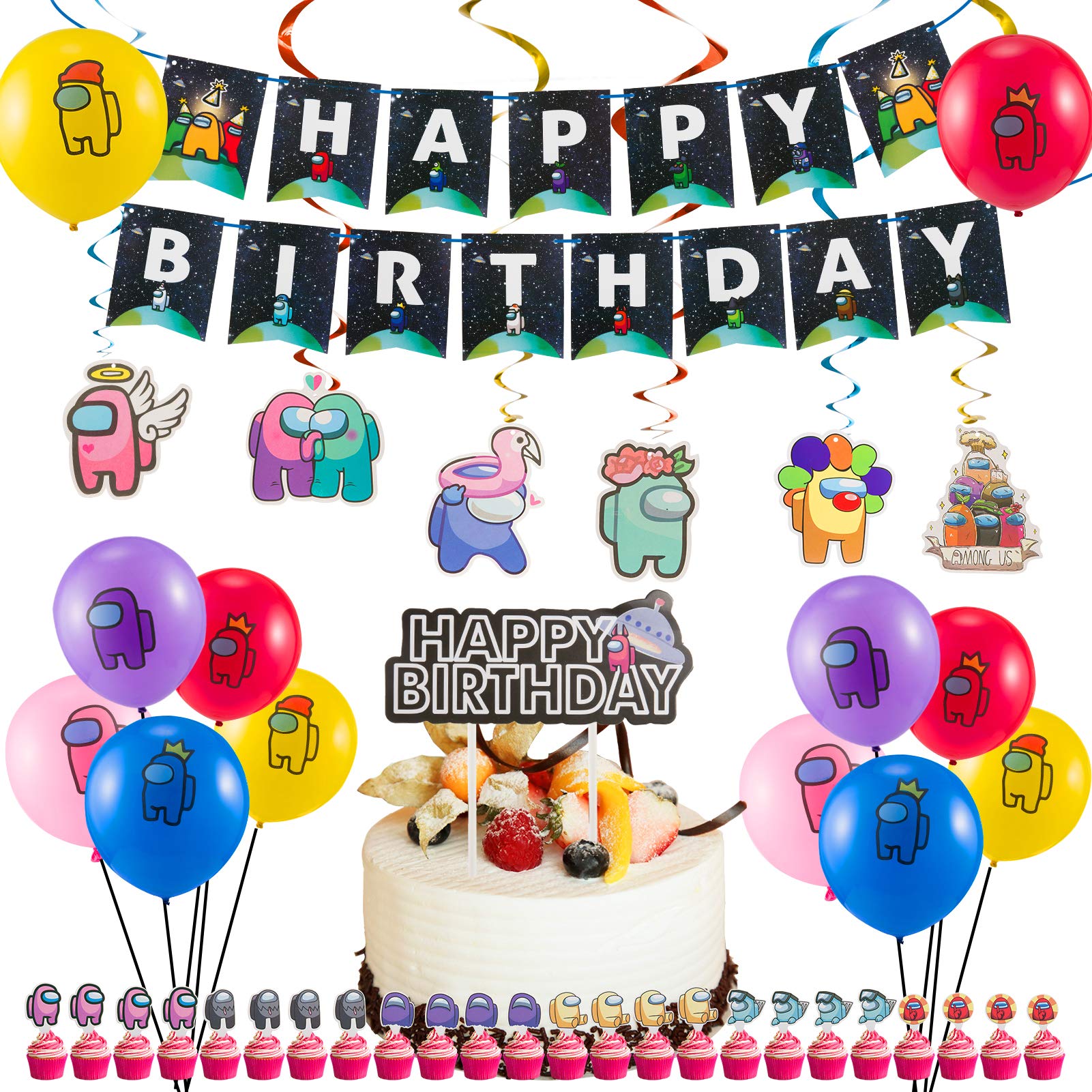 50pcs Sus Crewmate Birthday Party Supplies Vote Imposter Game Theme ...