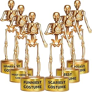 Amazon.com: 6 pack Halloween Best Costume Skeleton Trophy, Halloween ...