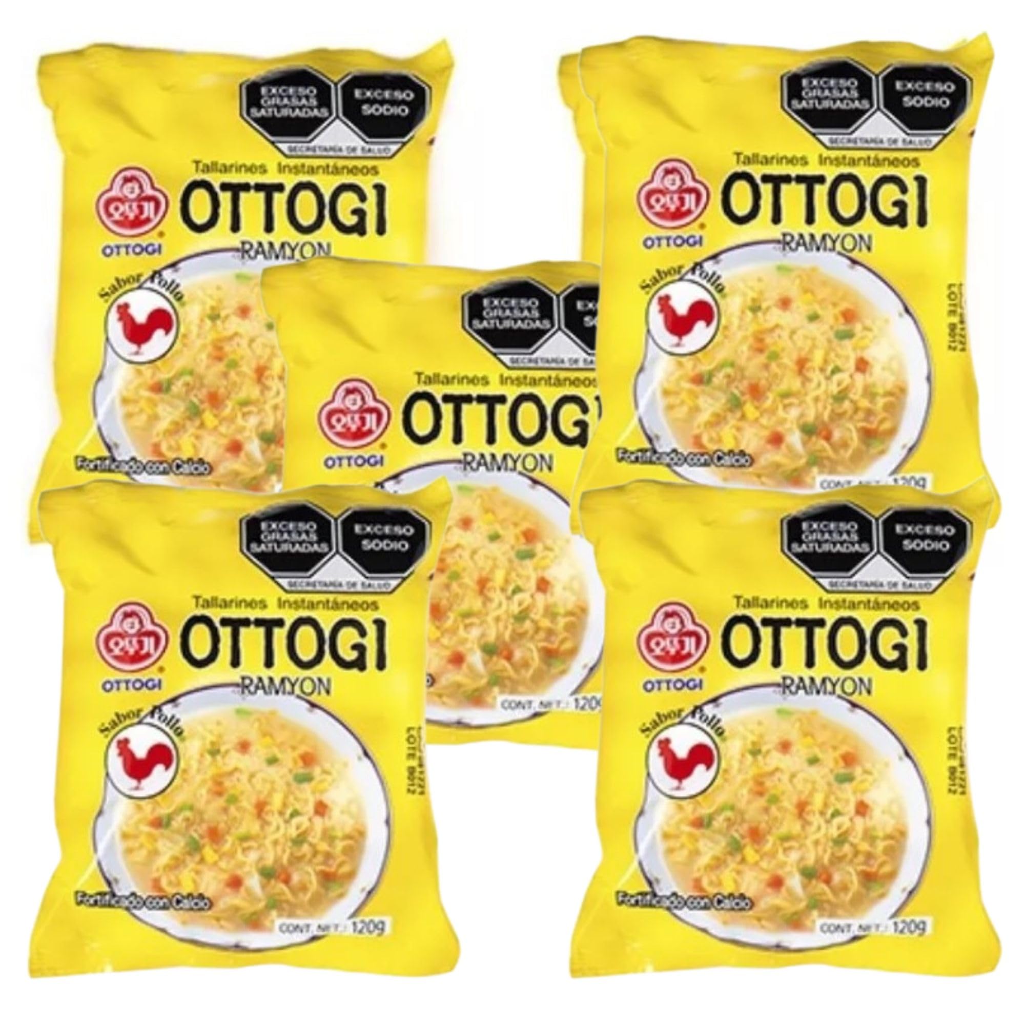 Ramen Instantáneo Coreano Ottogi Sabor Caldo de Pollo un Pack de 5 ...