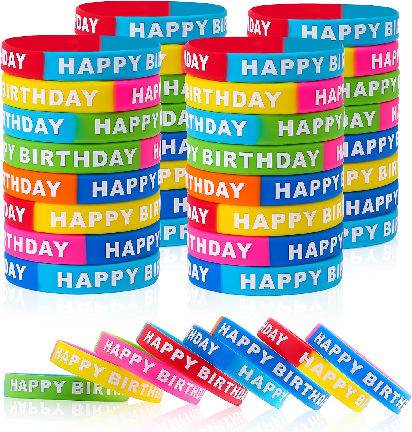 Amazon.com: Kogcmeetl 32Pcs Happy Birthday Rubber Bracelets, Colored ...