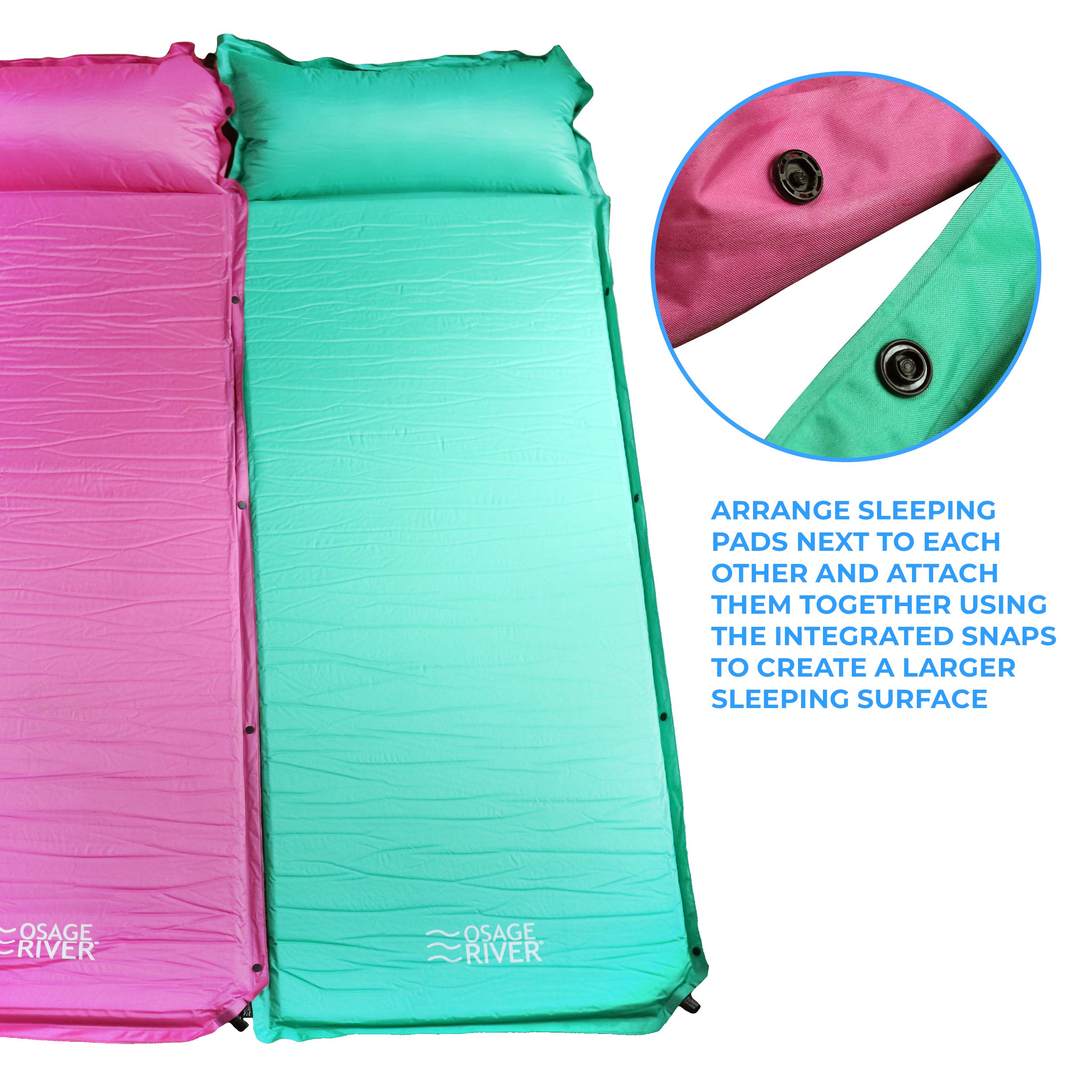 OSAGE RIVER Self Inflating Sleeping Pad with Built-in Pillow, Compact ...