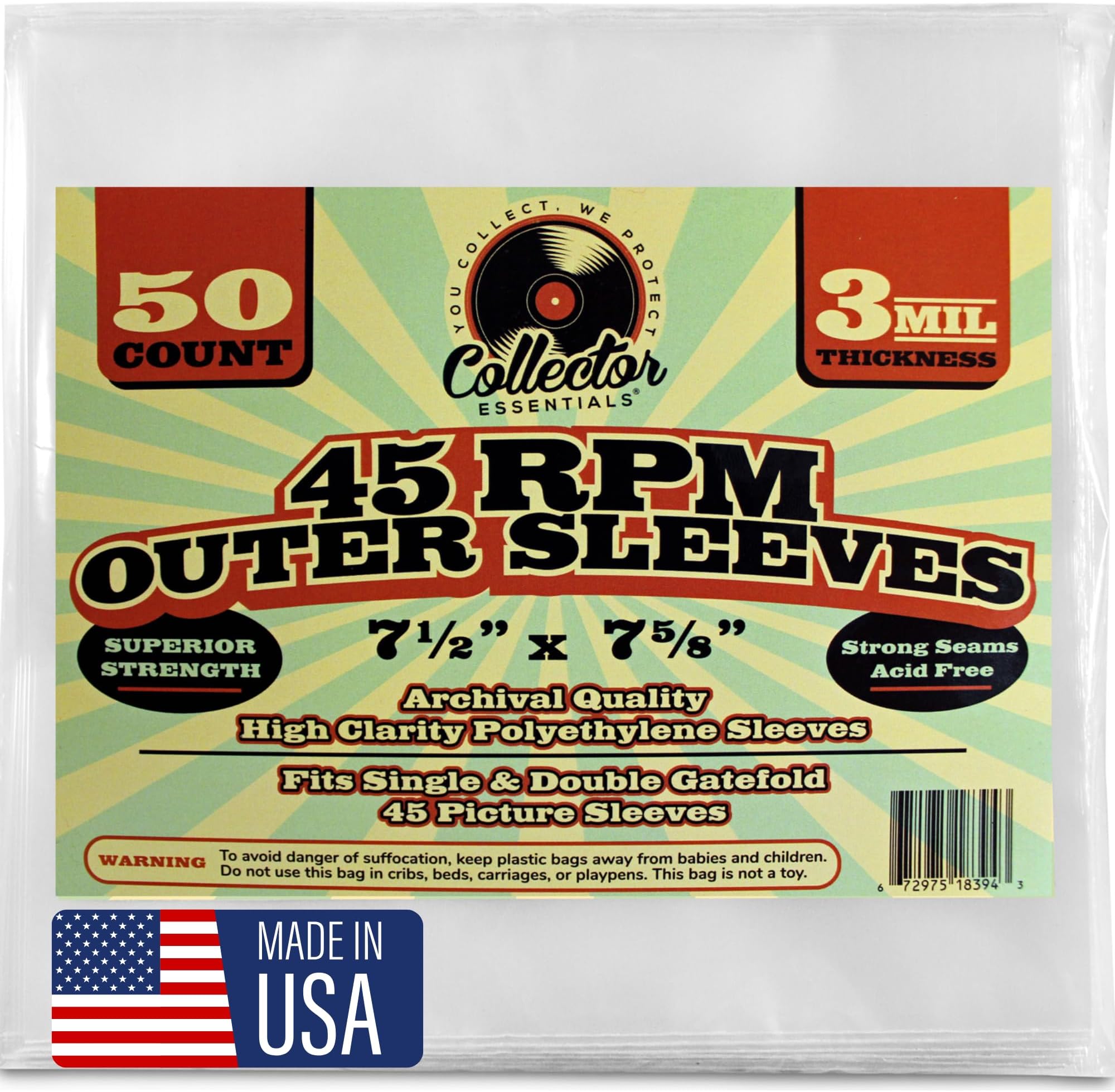 Amazon.com: BCW 100 Vinyl 45 RPM 7" Record Poly Outer Record Sleeves ...