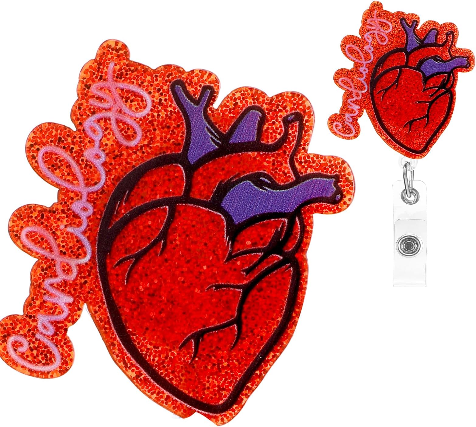 WLLHYF Cardiac Badge Reels Retractable Nurse ID Card Holder Anatomy ...