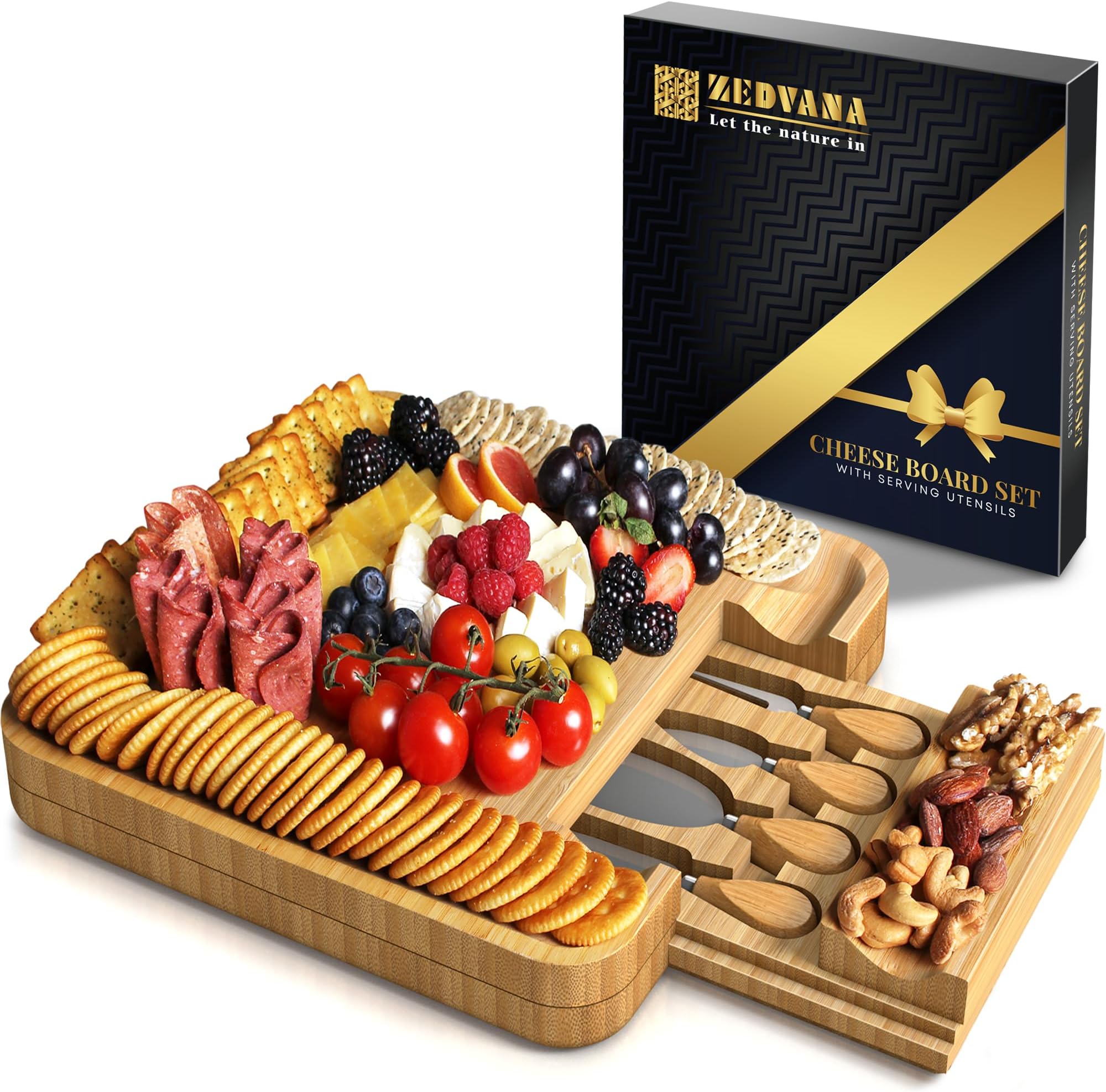 Navaris Slate Lazy Susan Serving Platter - 33cm Rotating Turntable Tray ...