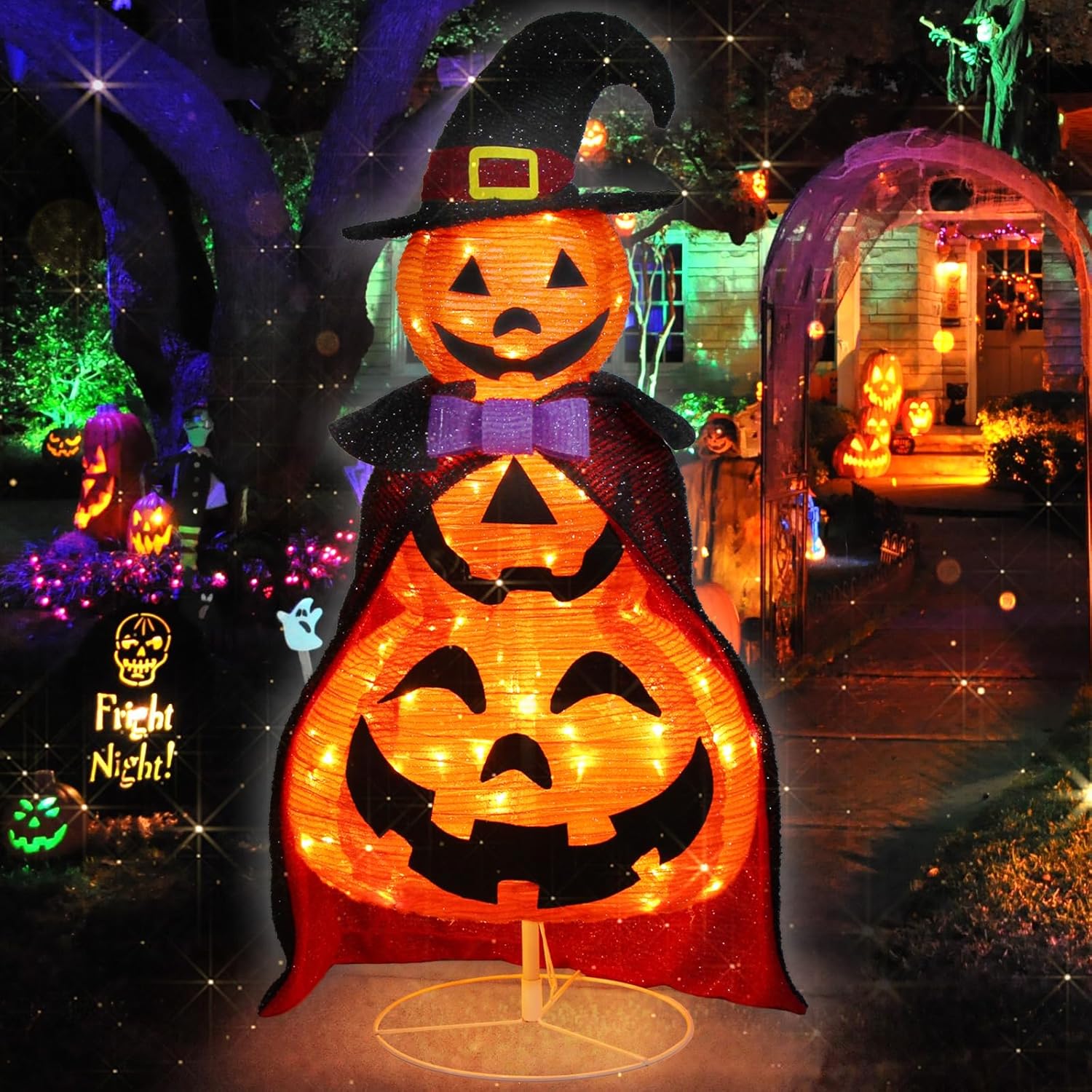 Amazon.com: Buheco Light Up Pumpkin Decor Outdoor 3.5ft Halloween ...
