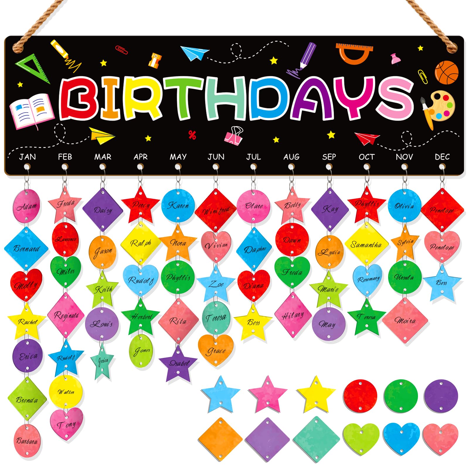 Snapklik.com : MoShining Colorful Birthday Calendar Wall Hanging Decor ...