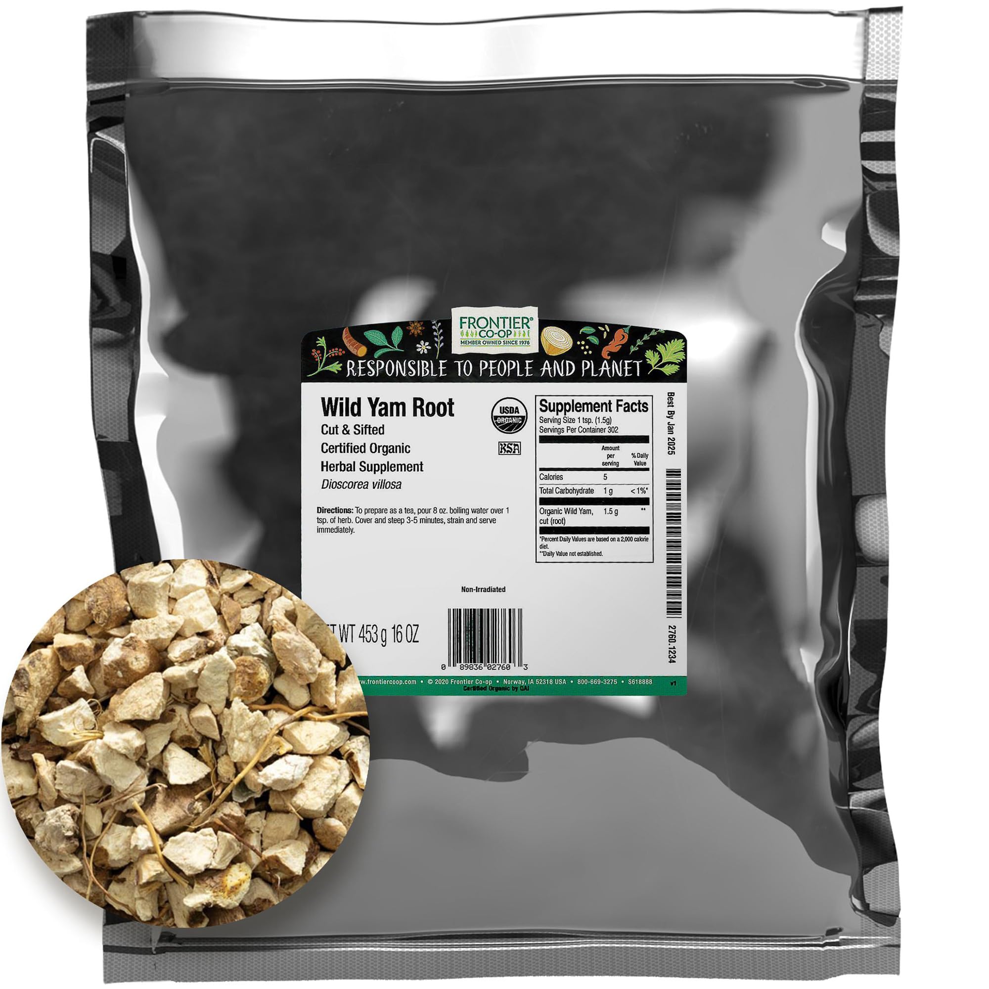 Buy Frontier Co-op Wild Yam Root, Cut & Sifted, Certified , Kosher | 1 ...