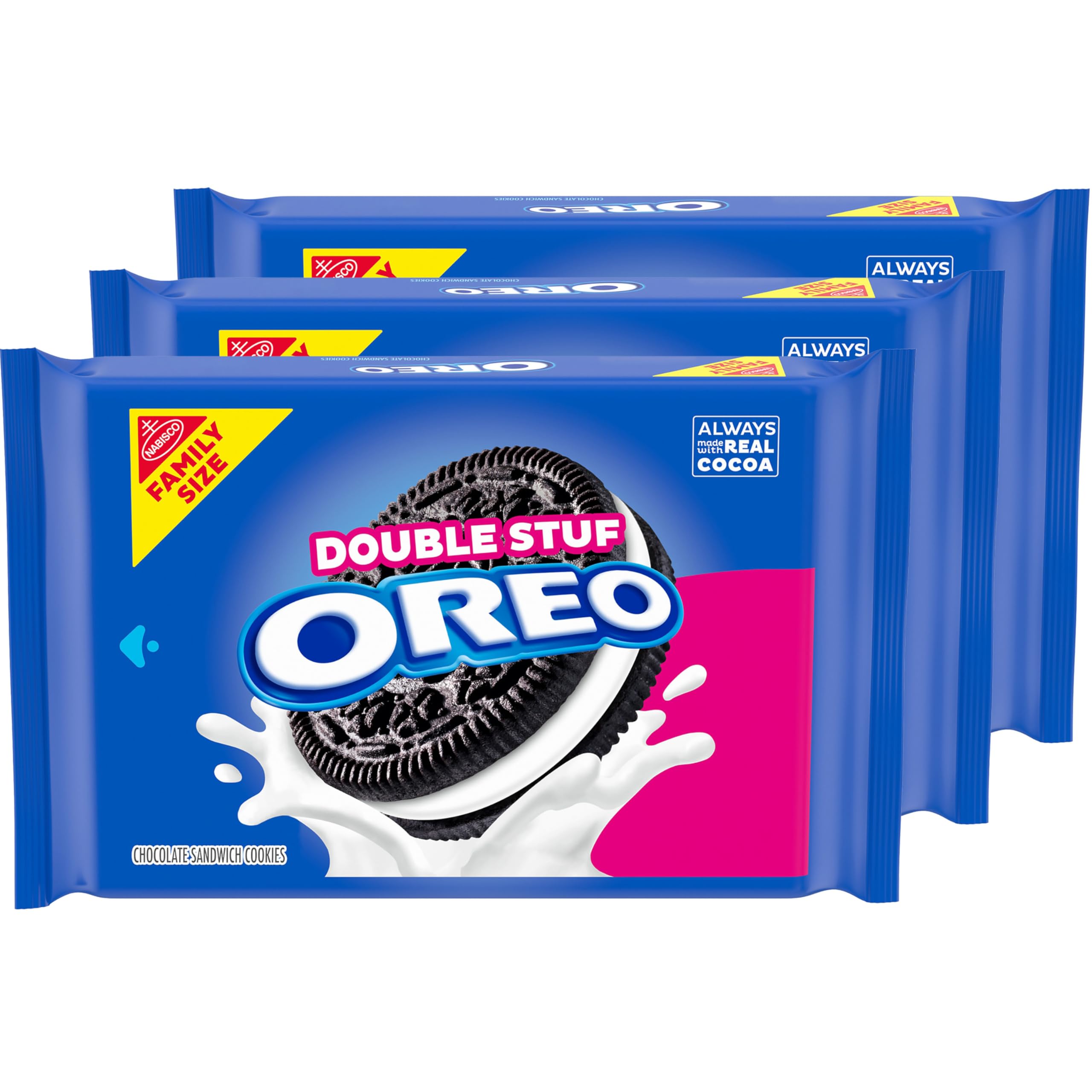 Amazon.com: OREO Double Stuf Chocolate Sandwich Cookies, Family Size, 3 ...