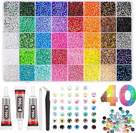 40 Colours Bedazzle Kit, 32000Pcs Rhinestone Kit, 3mm Resin Flatback ...