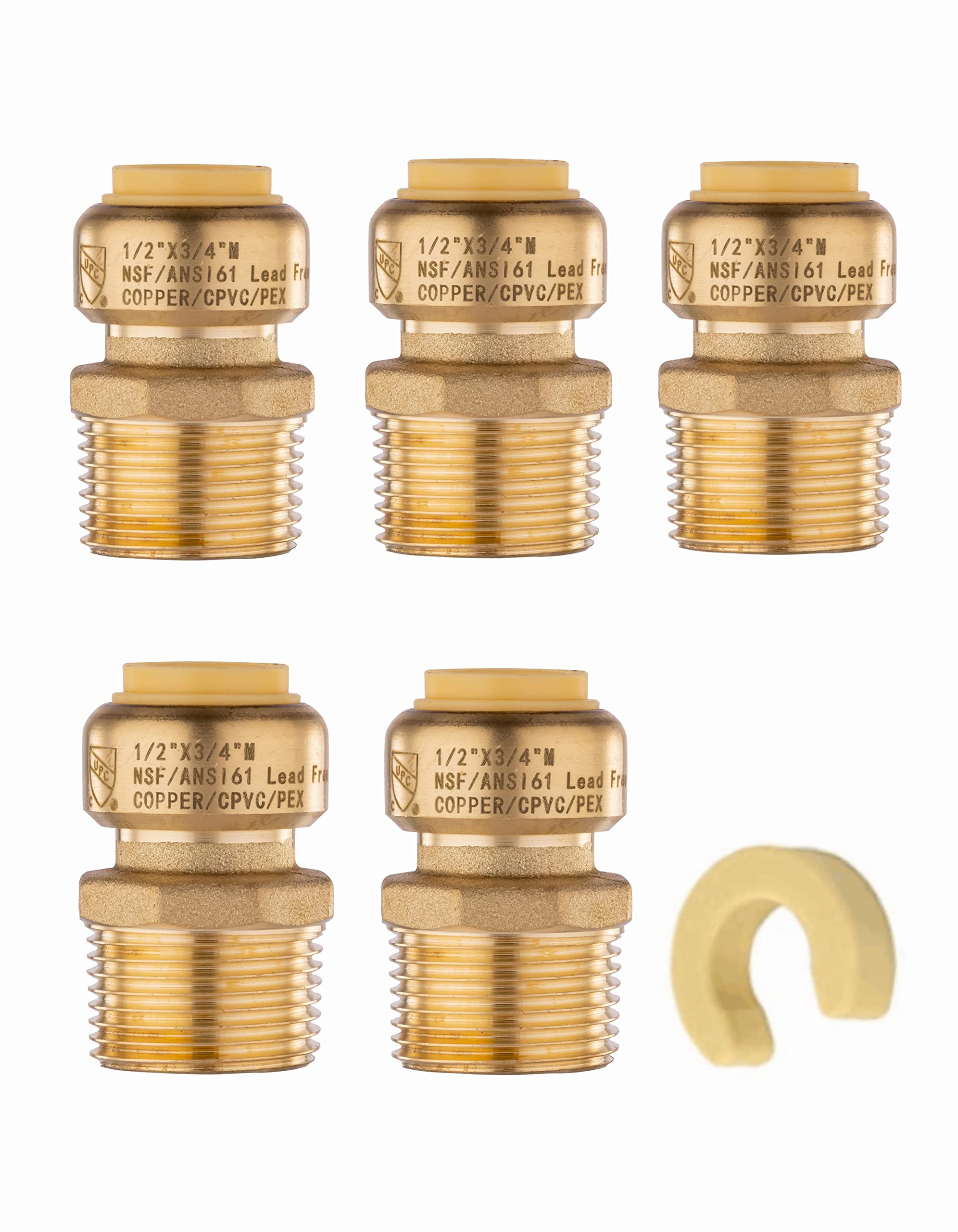 Amazon.com: (Pack of 5) EFIELD Push fit pex fittings 1/2 Inch x 3/4 ...