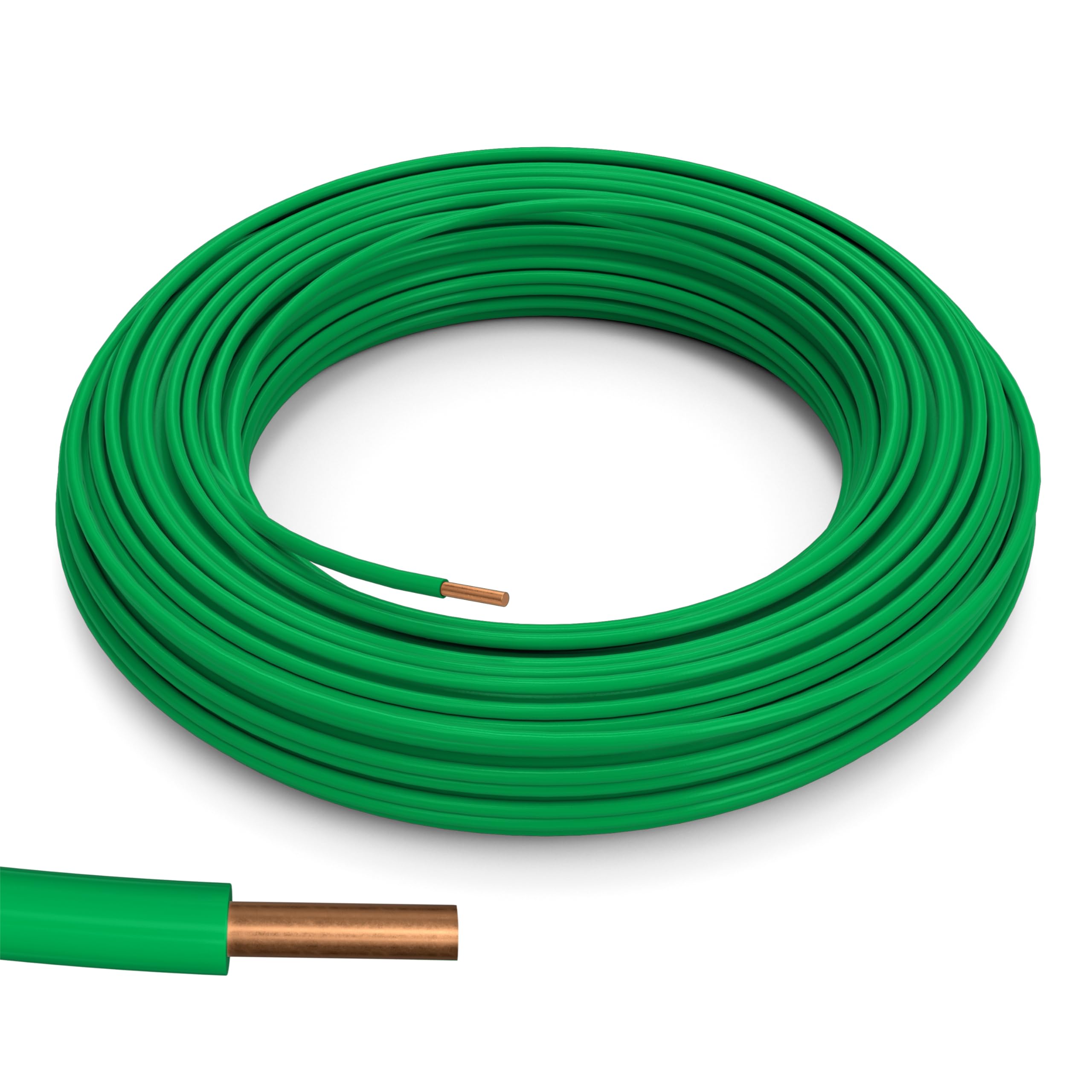THE CIMPLE CO 100 Foot, Green - 10 AWG Solid Copper Insulated Ground ...