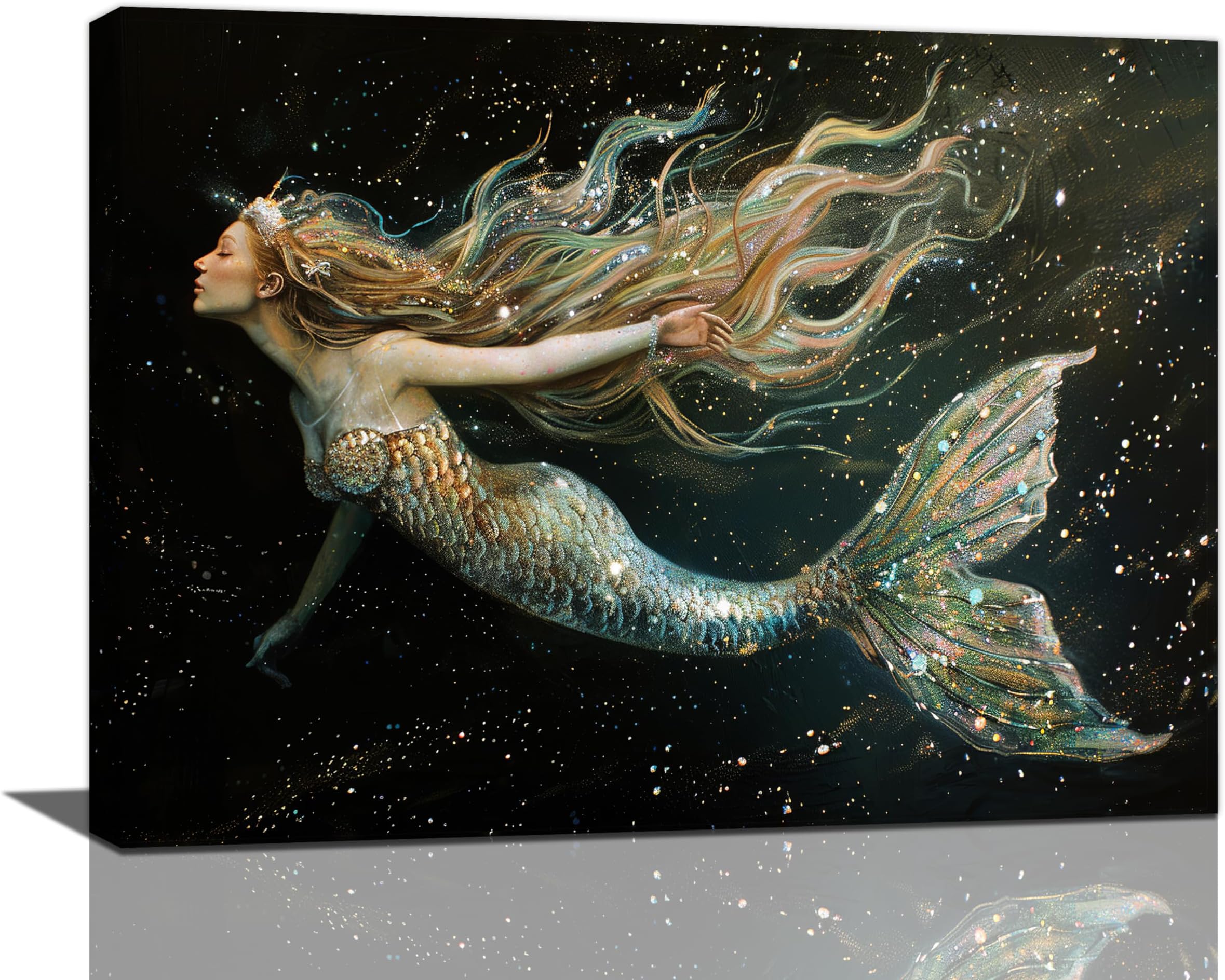 Amazon.com: Meoslss Mermaid Wall Ocean Coastal Wall Art The Underwater ...