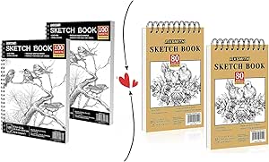 Amazon.com: FIXSMITH 9"X12" Sketch Book 2Pack & 5.5"X8.5" Top Spiral Bound Sketchbooks 2 Pack ...