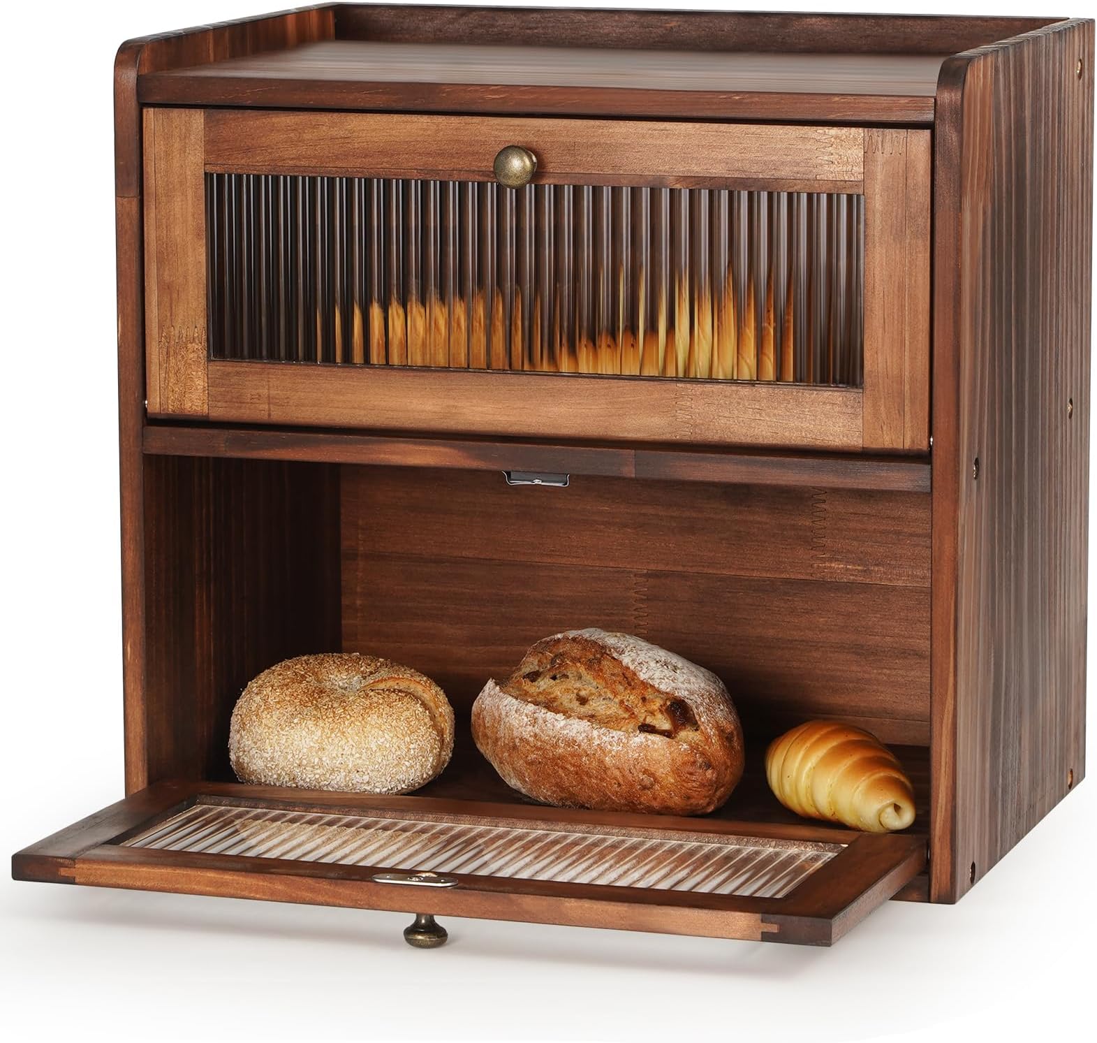 Amazon.com: Ciilee Baby Bread Box for Kitchen Countertop Wooden Double ...