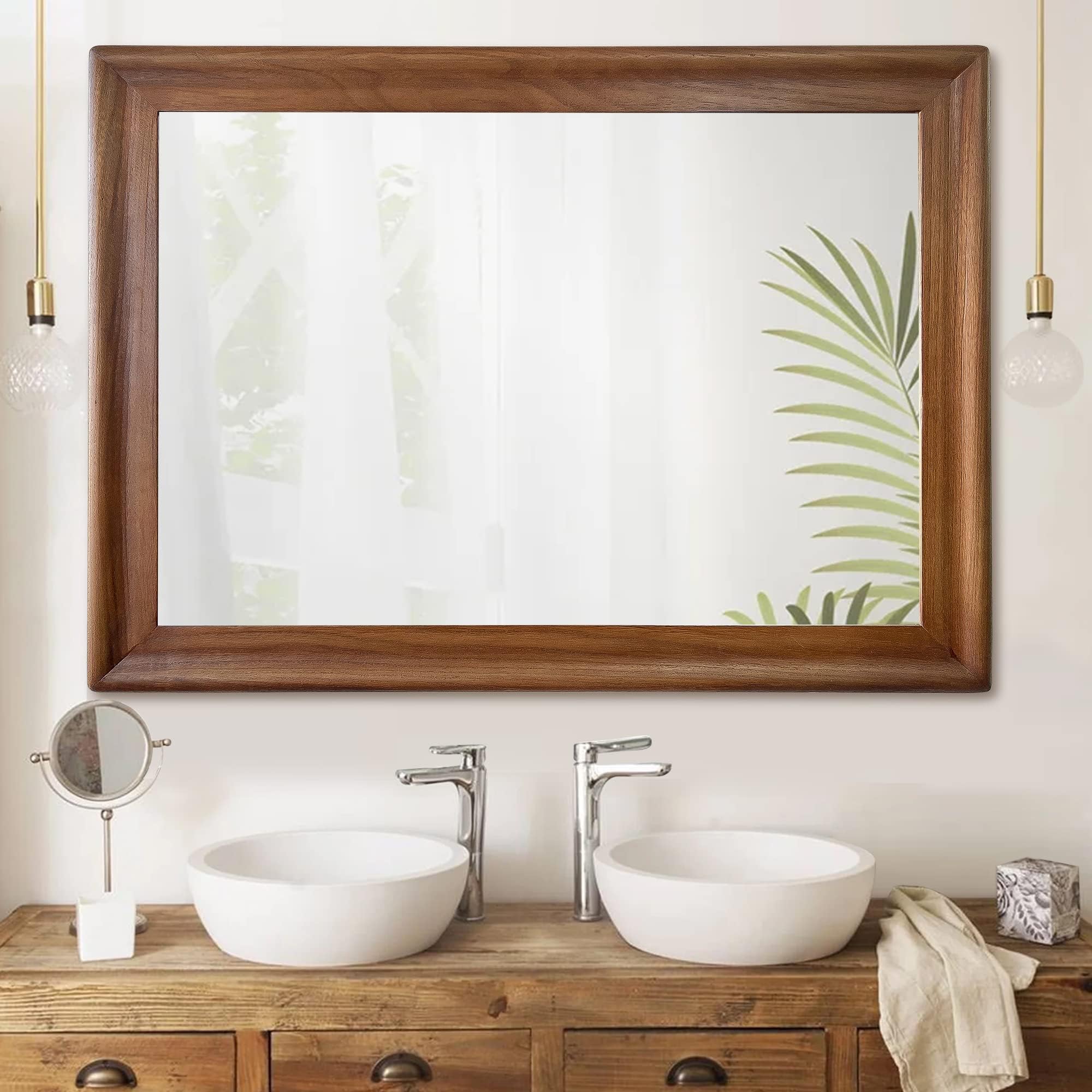 Amazon.com: Barnyard Designs 24x36 Dark Wood Farmhouse Wall Mirror ...
