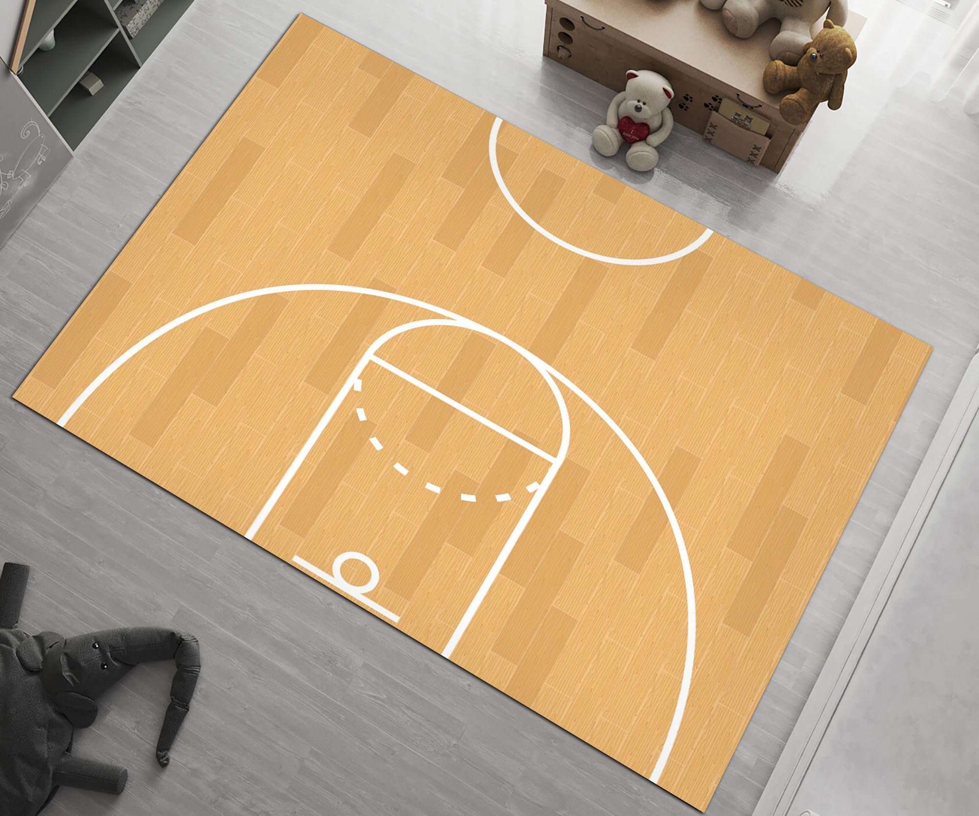Amazon.com: Game Rug, Basketball Court Rug, Children Play Time, Half ...