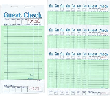 Amazon.com: Officeva Guest Checks Server Note Pads 24 Pack 1200 Orders ...
