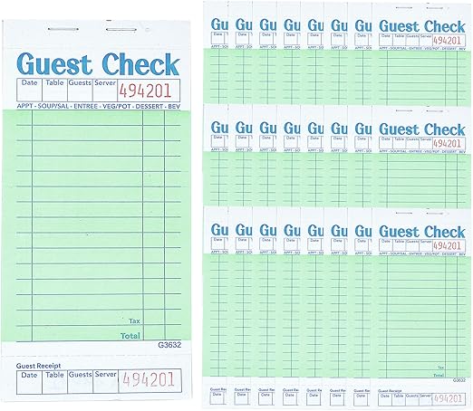 Amazon.com: Officeva Guest Checks Server Note Pads 24 Pack 1200 Orders ...